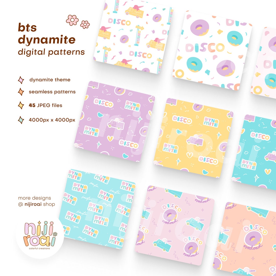 BTS Dynamite Pastel Donut Ice Cream Theme Kpop Digital Pattern ...