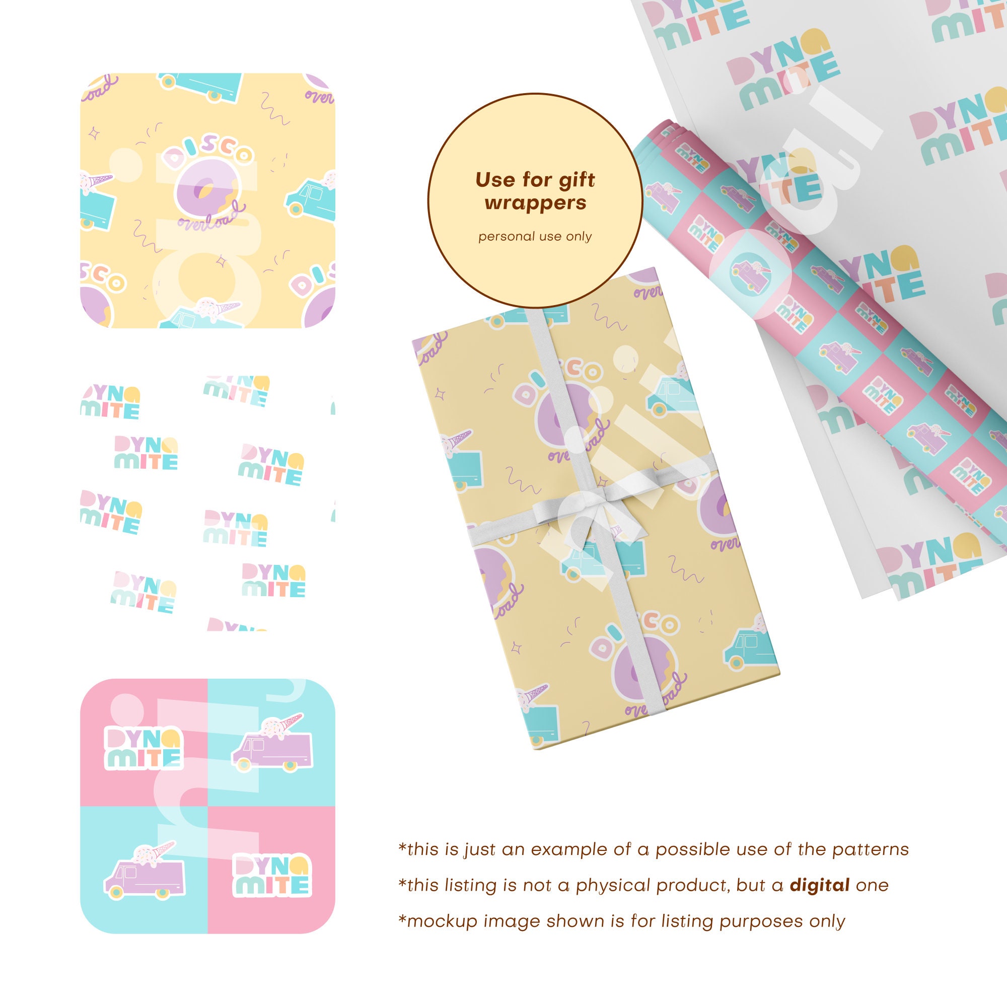 BTS Dynamite Pastel Donut Ice Cream Theme Kpop Digital Pattern ...