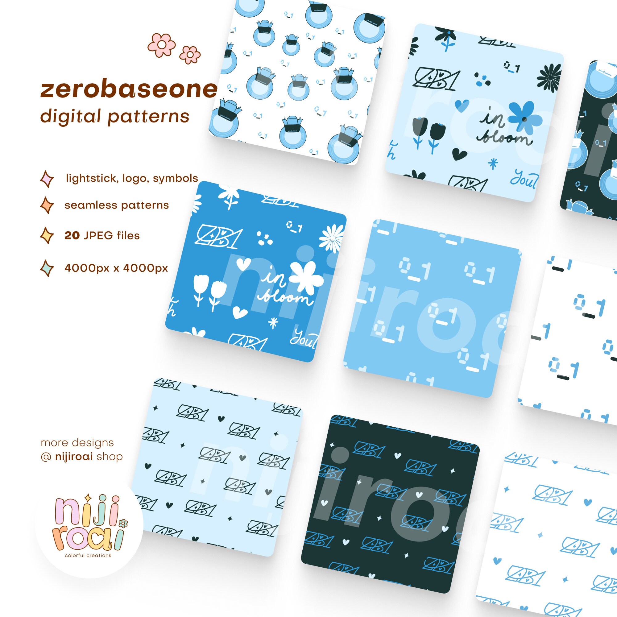 Zerobaseone Kpop Digital Seamless Patterns, Wallpaper Pack - Etsy