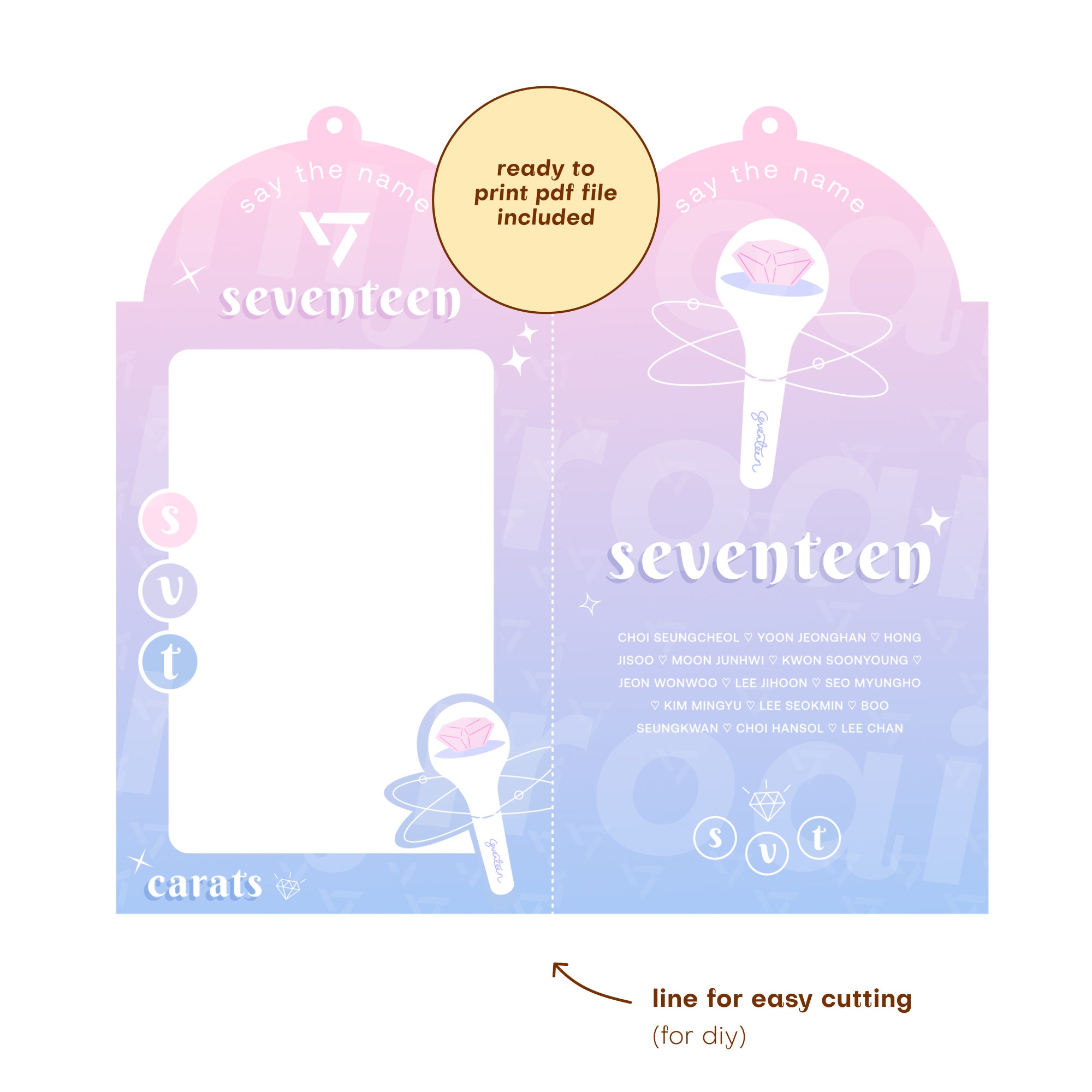Kpop Seventeen Photo Card Holder Design, Digital File Ready to Print - Etsy
