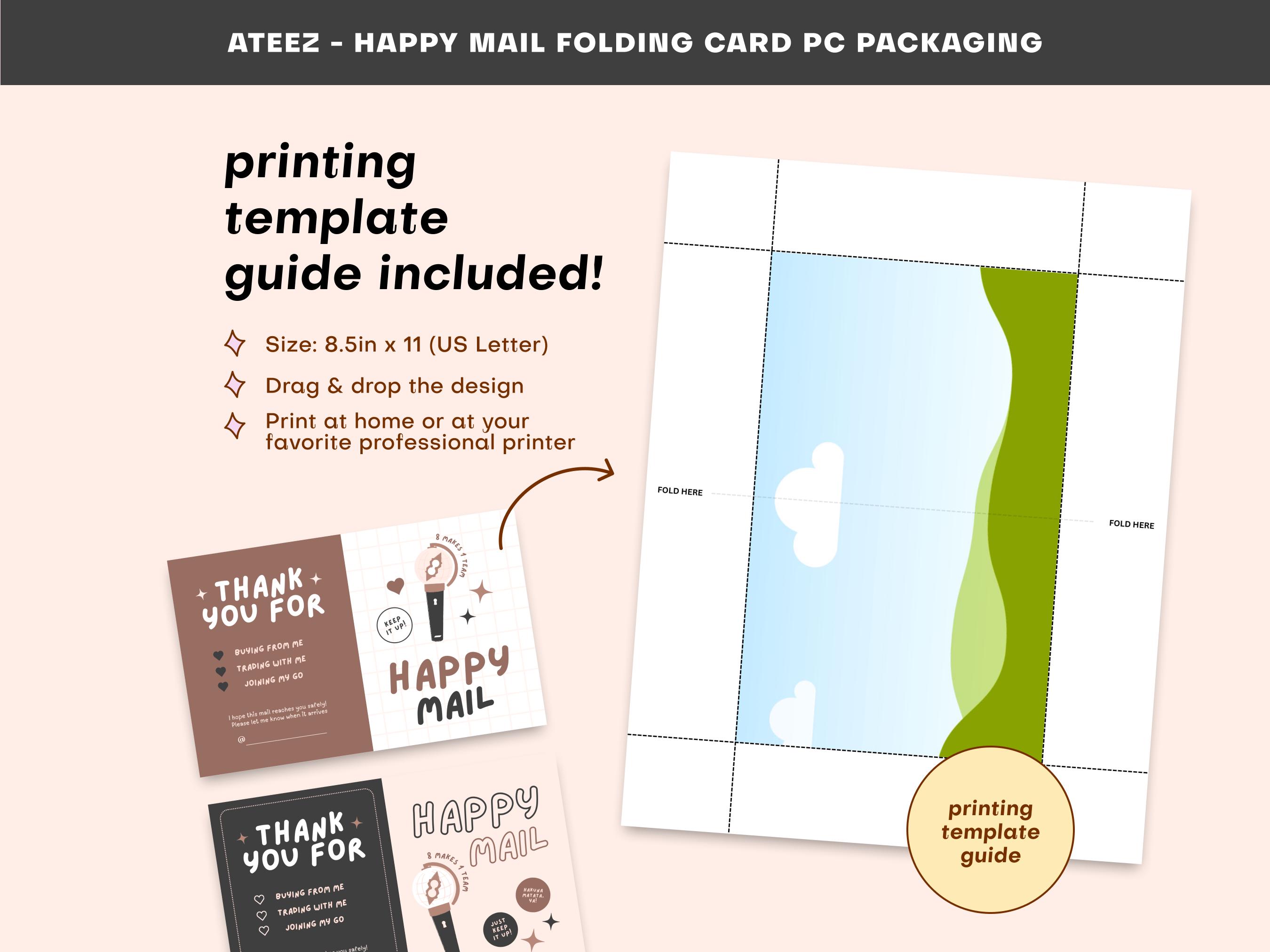 Kpop Ateez Happy Mail Printable Photocard Packaging Envelope Editable ...
