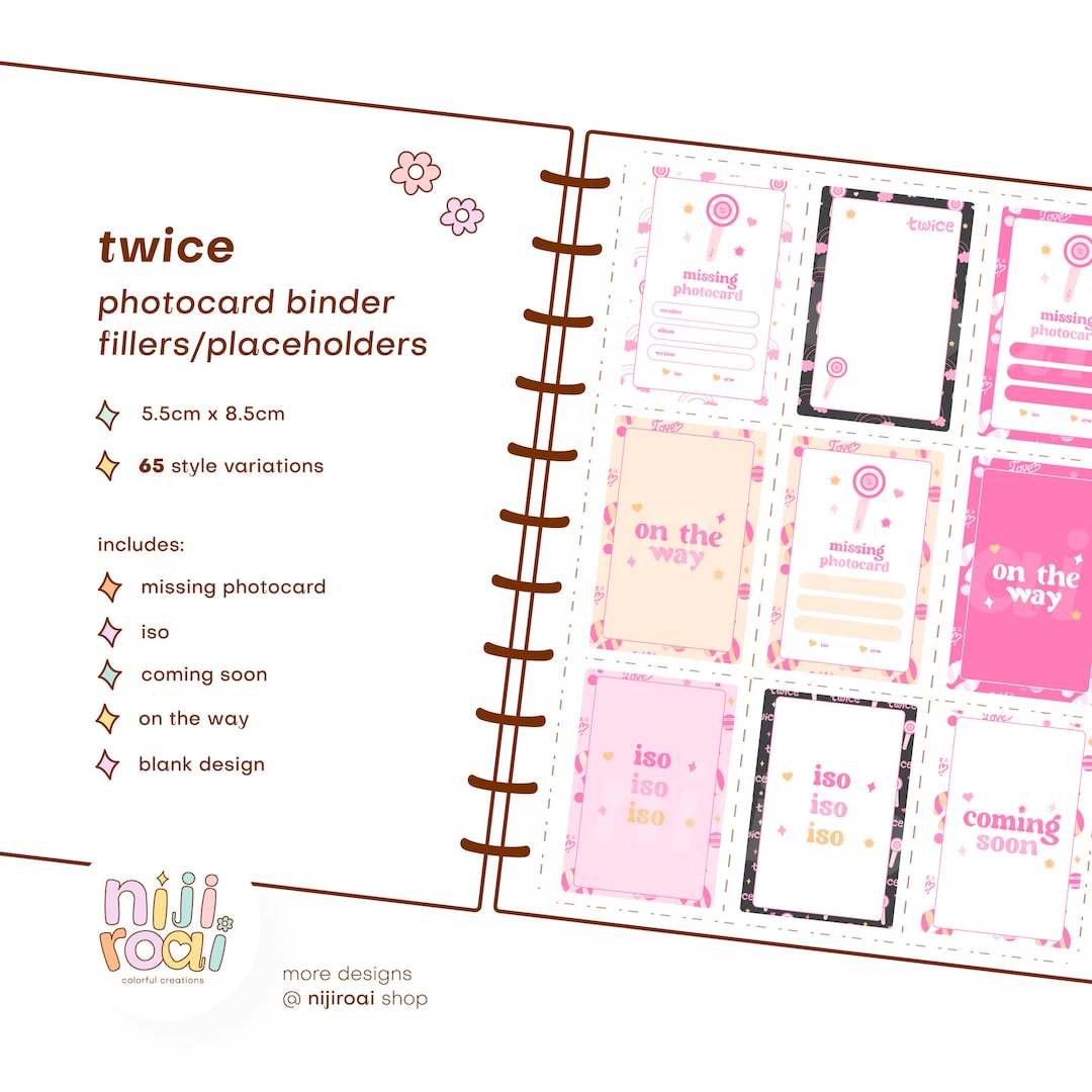 Twice Missing Photocard PC Kpop Binder Fillers Placeholder Toploader ...