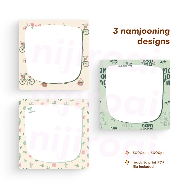 BTS Theme Memo Pad Printable Digital Goodnotes Notepad Design KPOP ...
