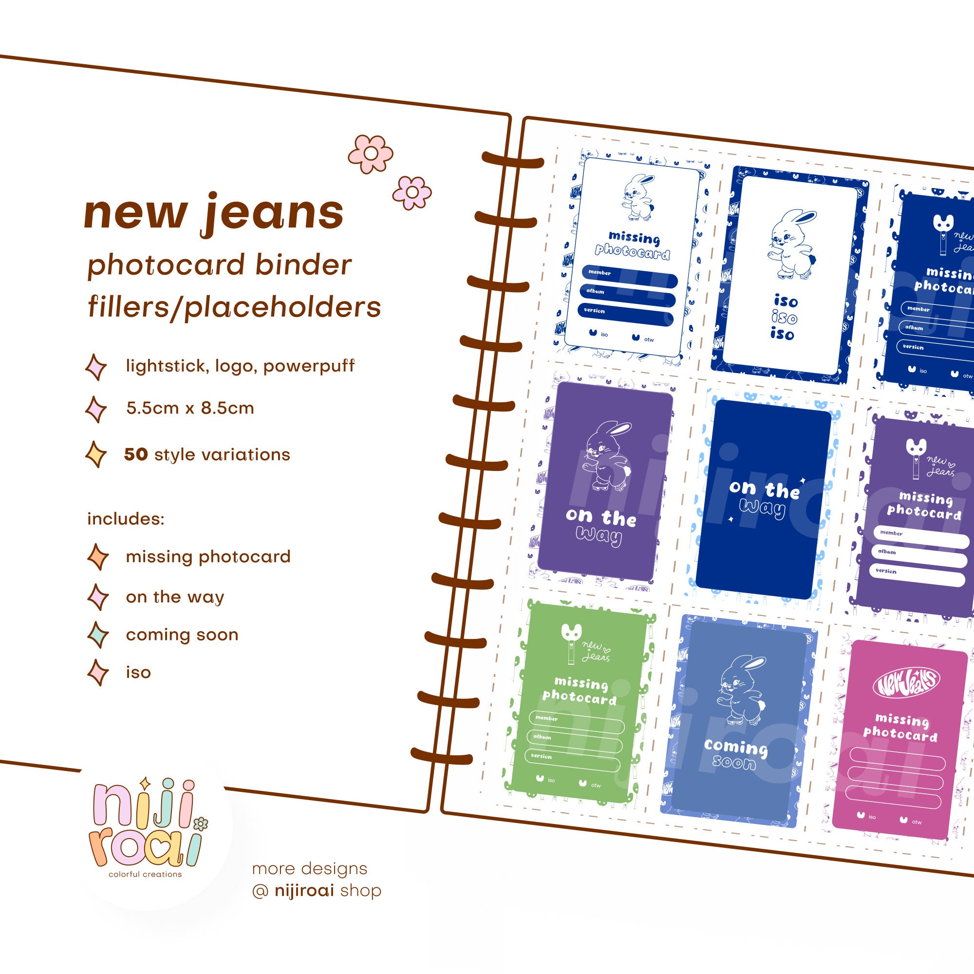 New Jeans Photocard Binder Fillers Placeholders KPOP Design Set 50 ...