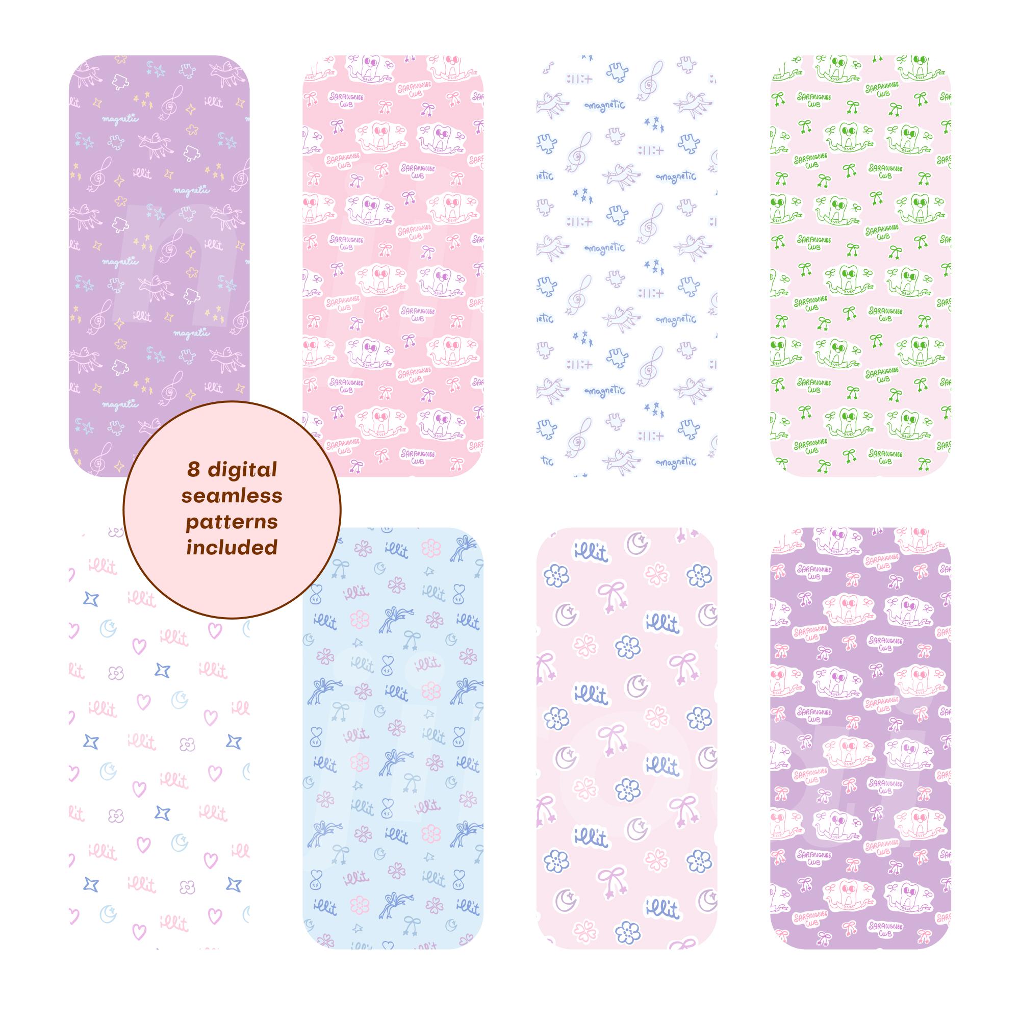 Illit Cherish Cute Digital Paper K-pop Magnetic Patterns for Planners ...