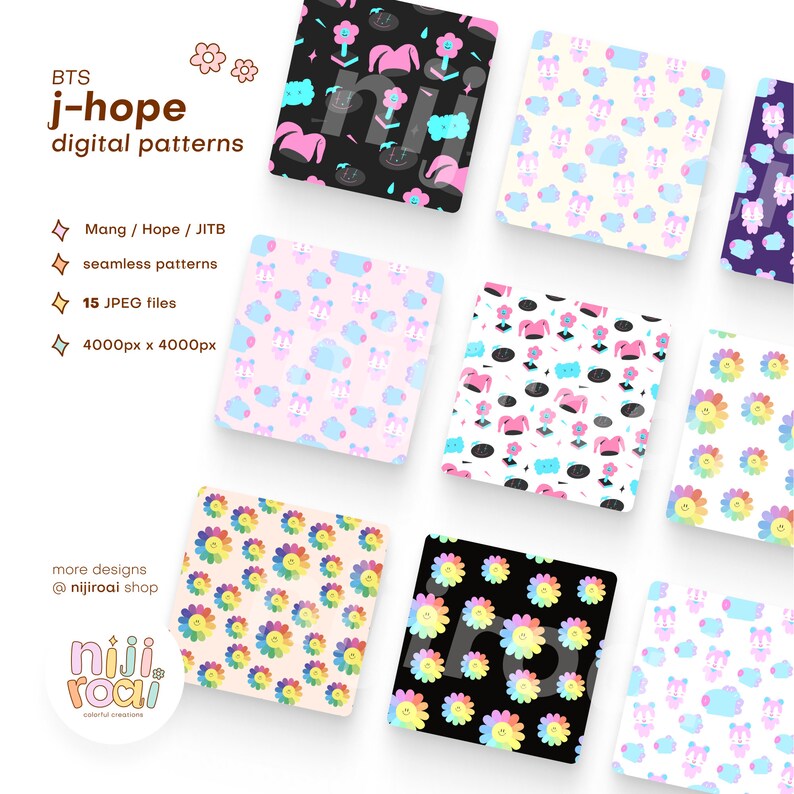 BTS J-hope Kpop Digital Pattern, Wallpaper Pack - Etsy