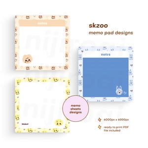 Stray Kids Skzoo Memo Pad To-do List Printable Notepad Design Bundle ...