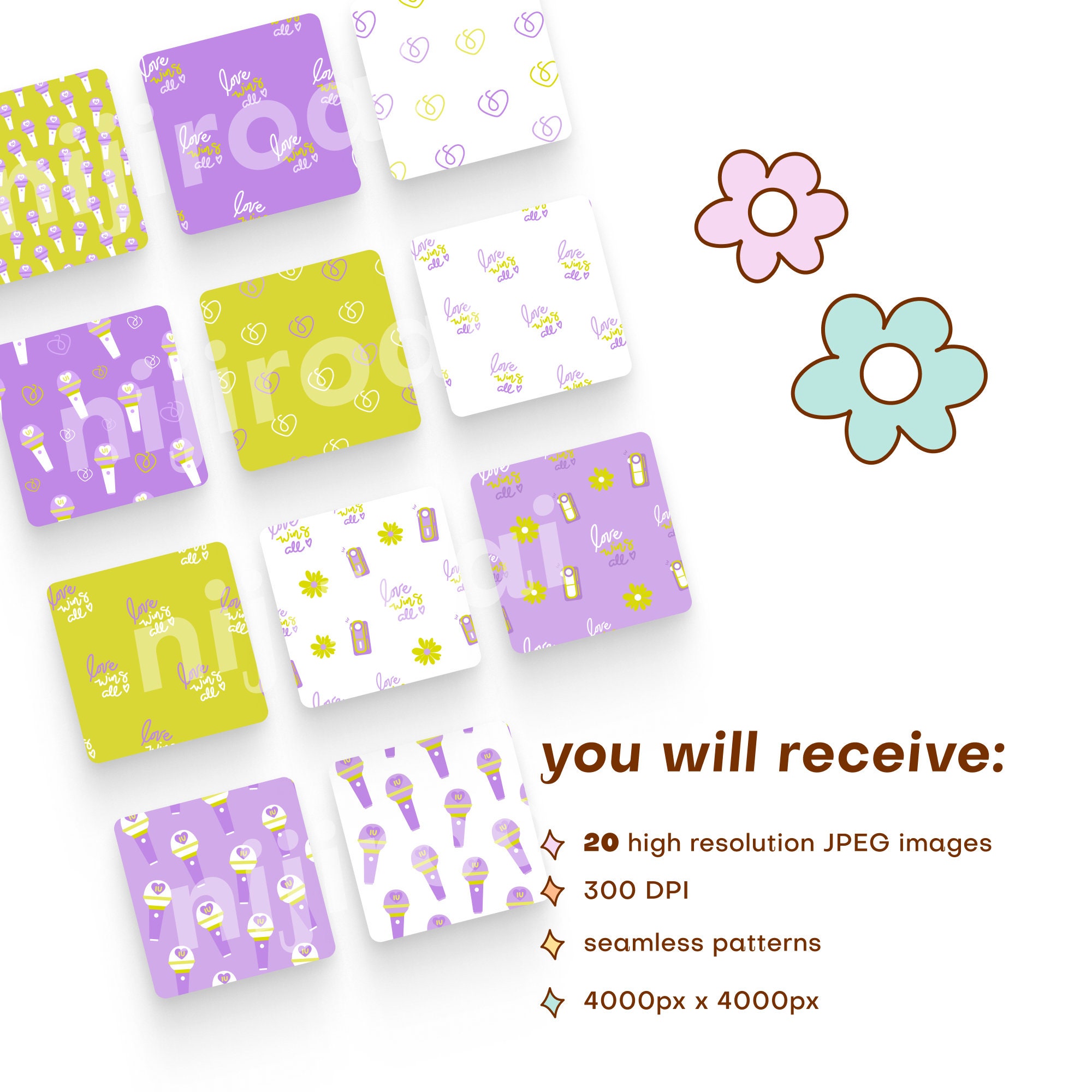 IU Love Wins All Kpop Digital Pattern, Wallpaper Pack for Merch - Etsy