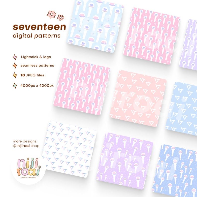 Seventeen Digital Patterns Kpop Digital Papers for Planner Wallpaper ...