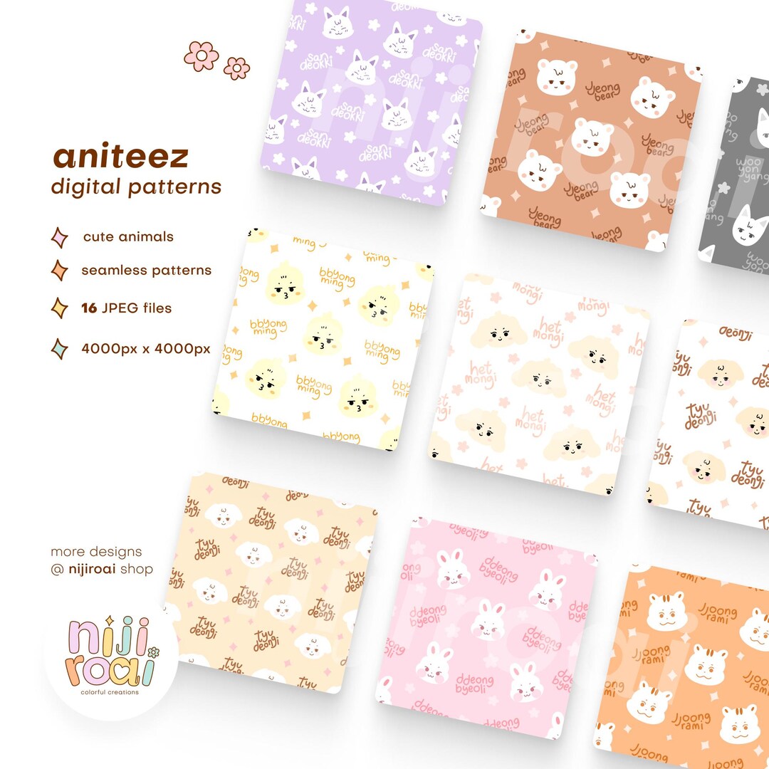 Ateez Aniteez Cute Kpop Digital Pattern, Wallpaper Pack - Etsy