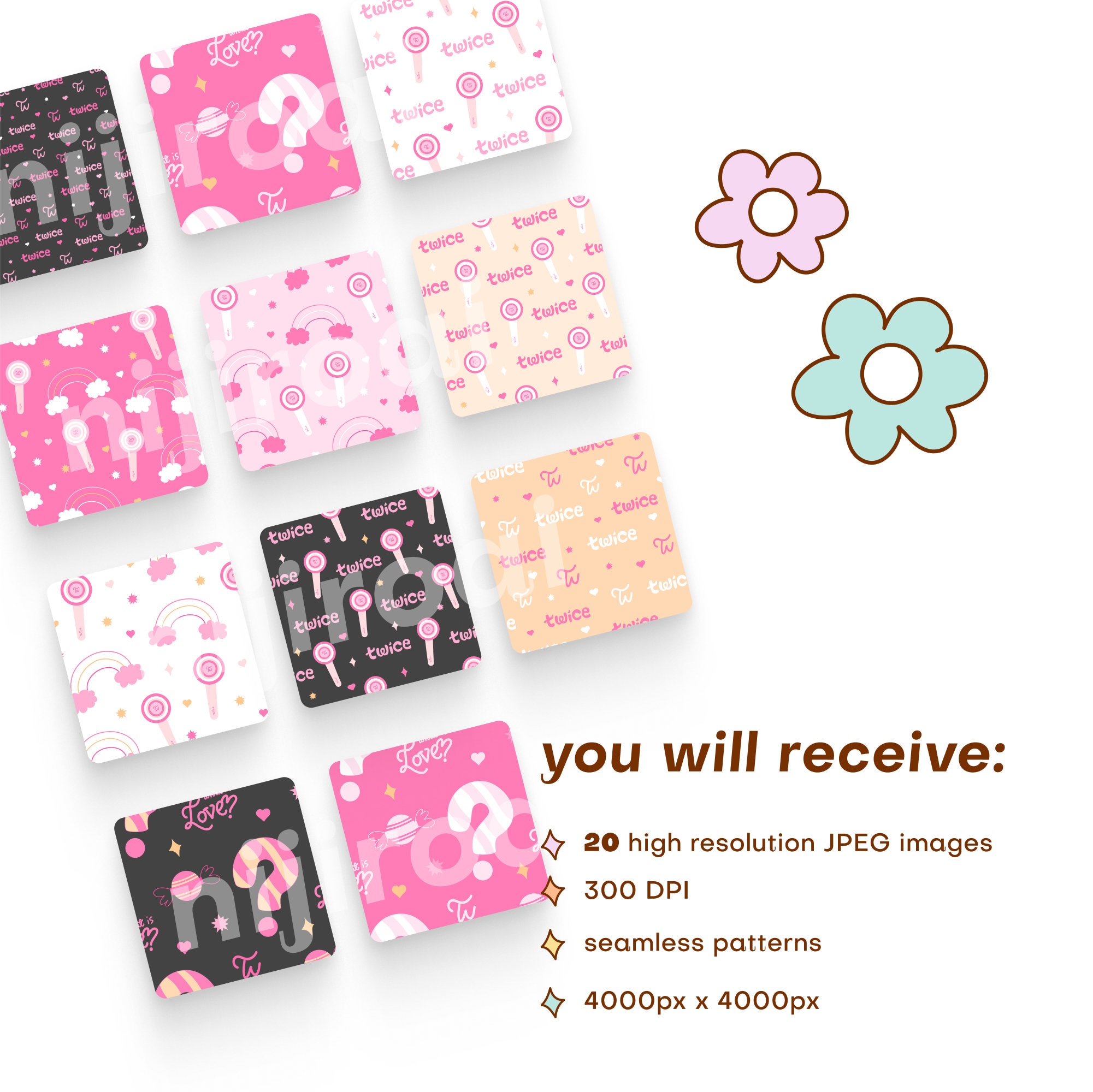 Twice Kpop Pink Digital Pattern, Wallpaper Pack - Etsy