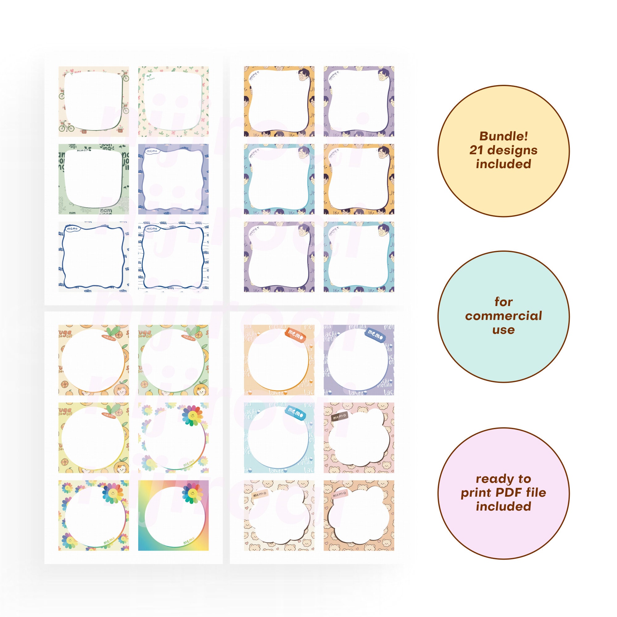 BTS Theme Memo Pad Printable Digital Goodnotes Notepad Design KPOP ...