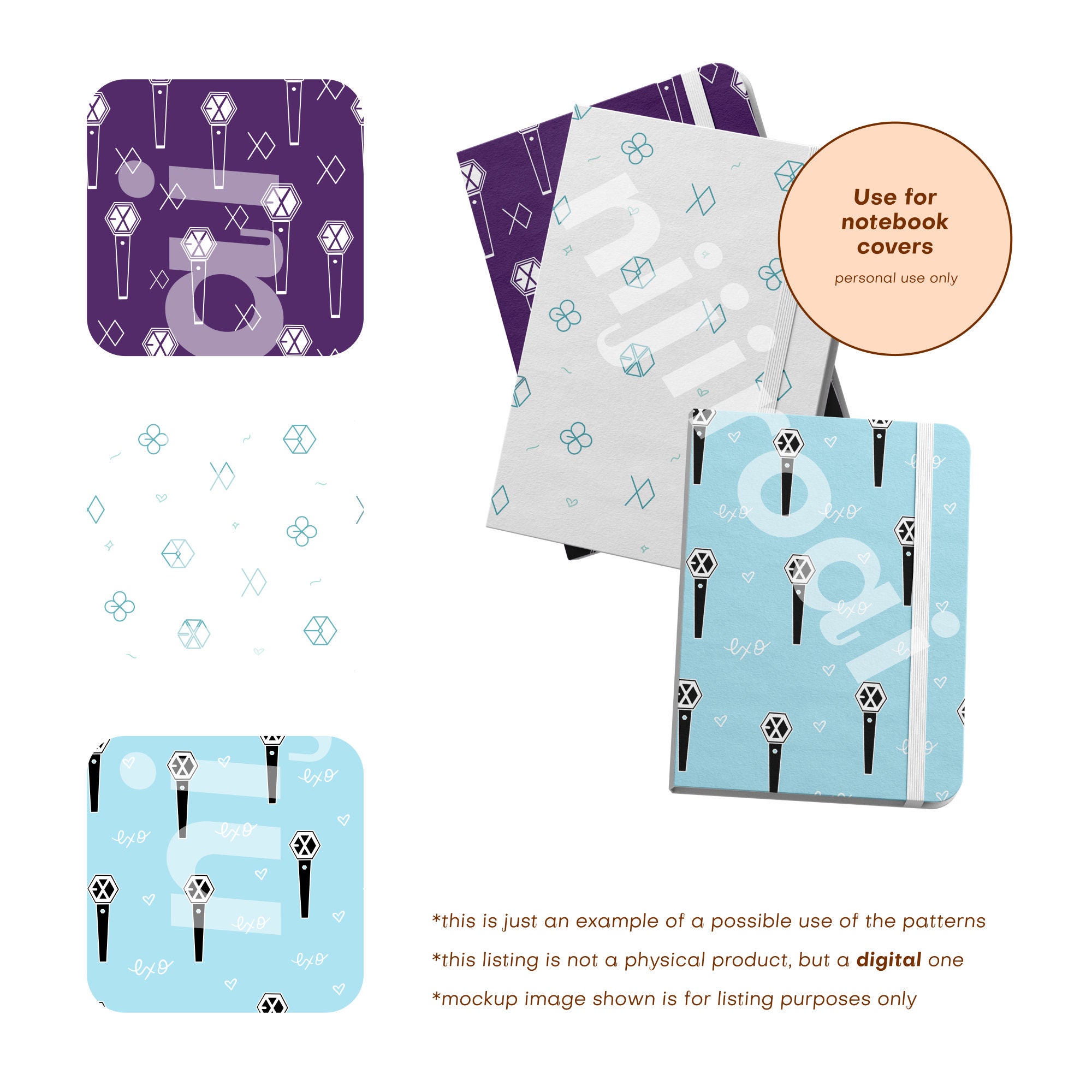 EXO Kpop Digital Pattern, Wallpaper Pack for Merch - Etsy