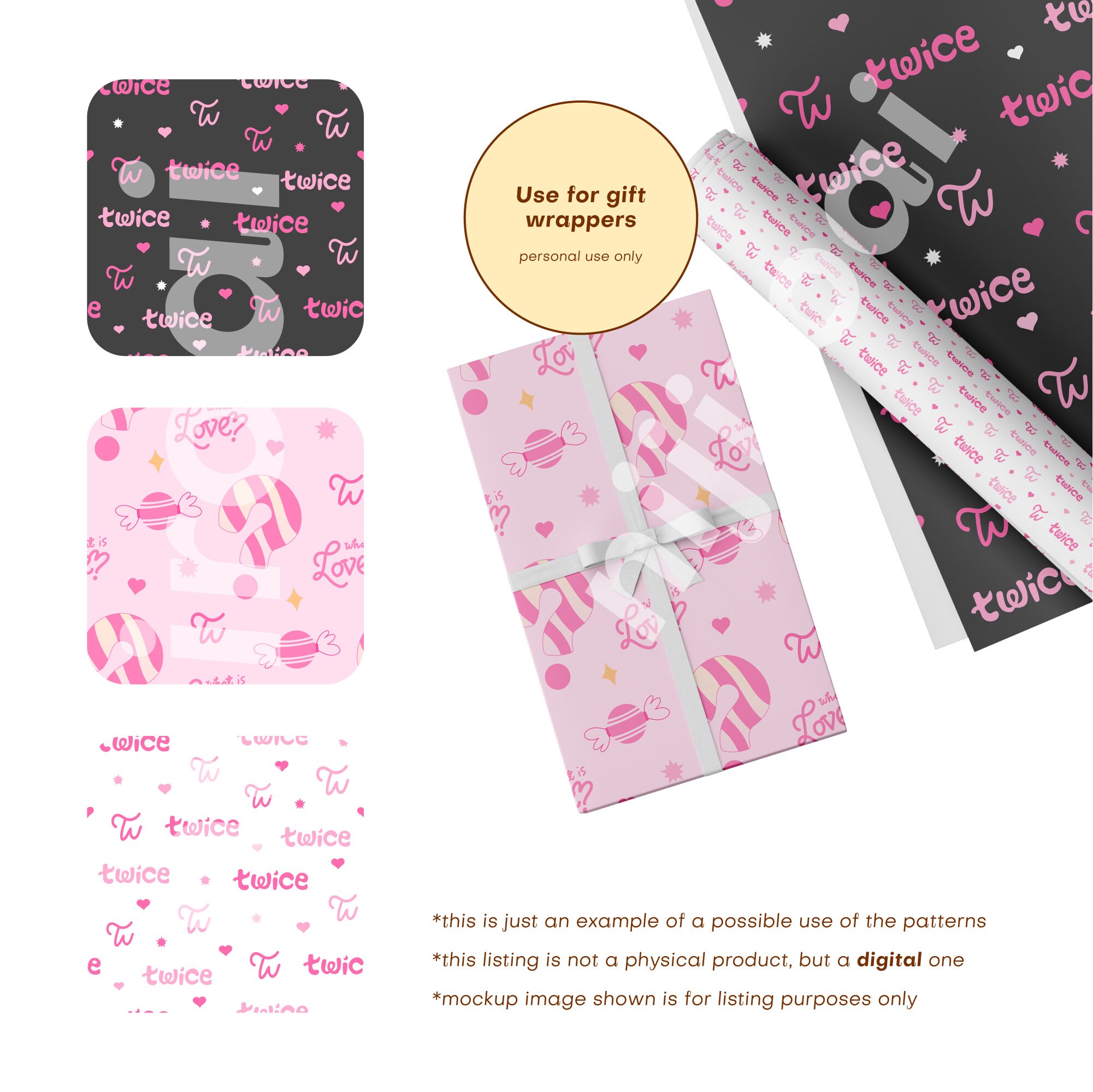 Twice Kpop Pink Digital Pattern, Wallpaper Pack - Etsy