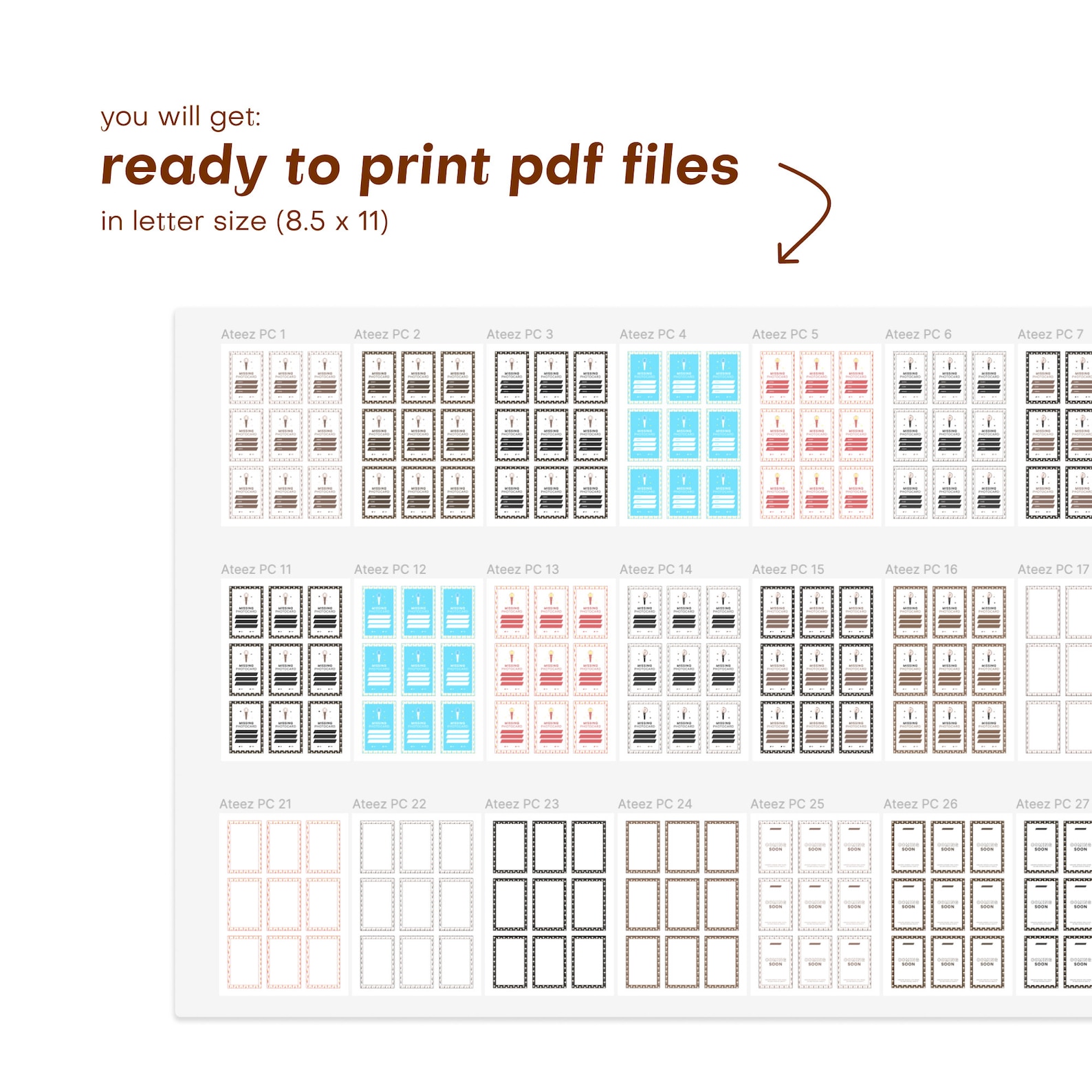 Ateez Photocard Binder Fillers Placeholders KPOP Design Set - Etsy
