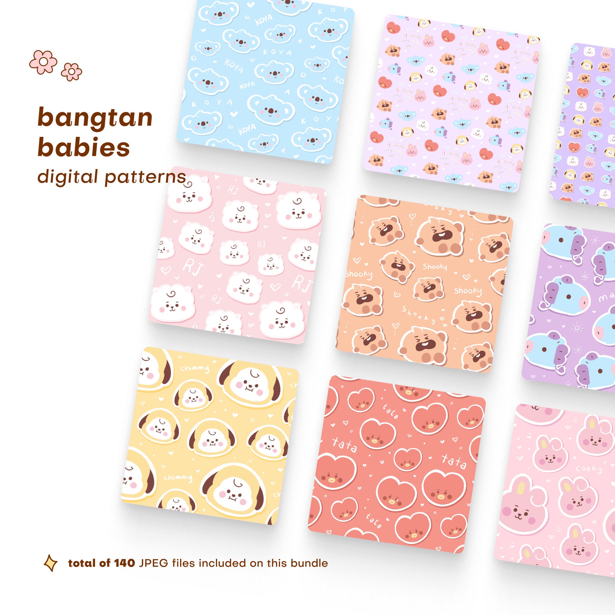 BTS Bundle Kpop Digital Patterns, Wallpaper Pack - Etsy