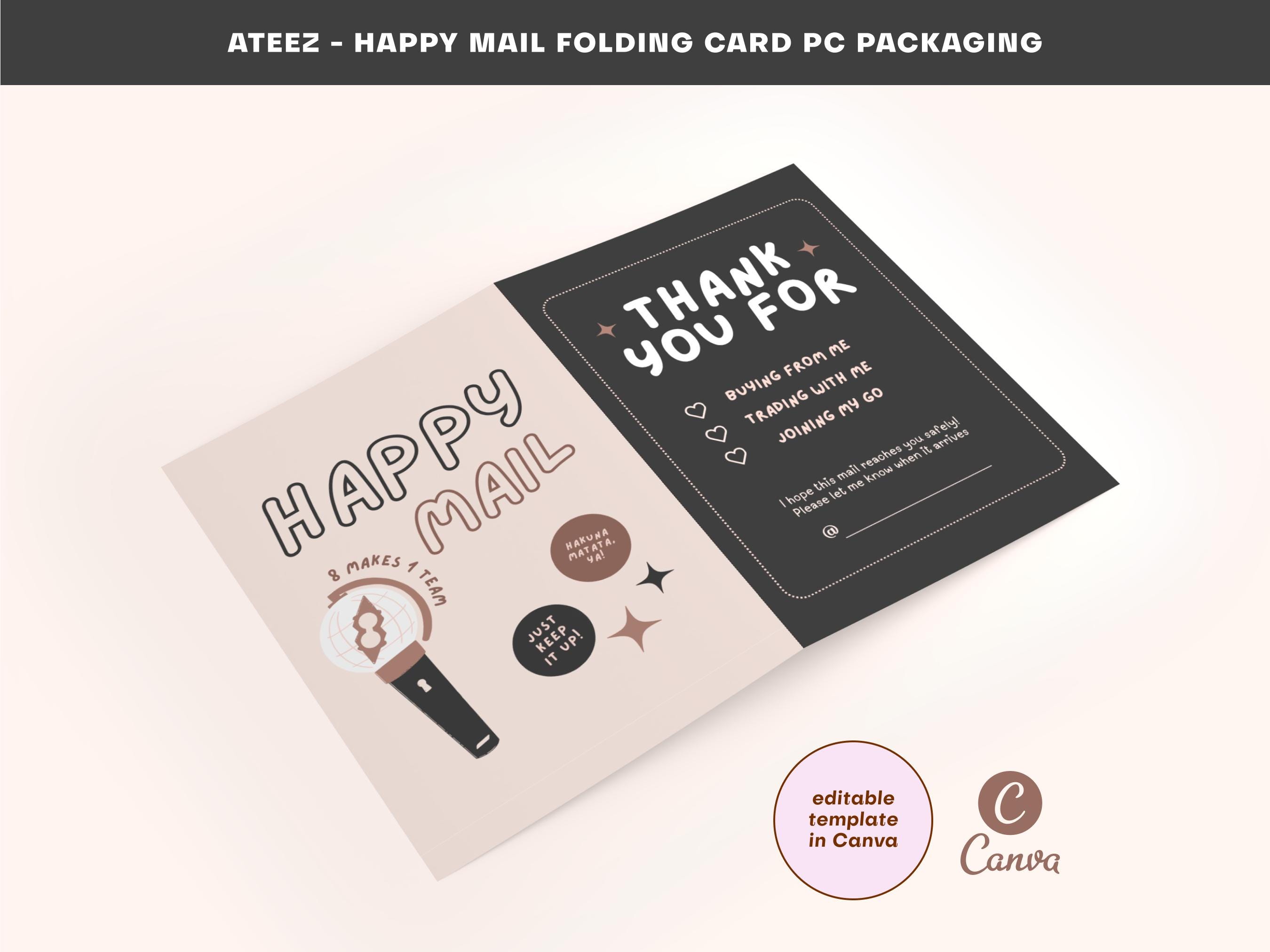 Kpop Ateez Happy Mail Printable Photocard Packaging Envelope Editable ...