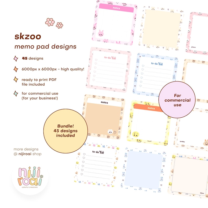 Stray Kids Skzoo Memo Pad To-do List Printable Notepad Design Bundle ...