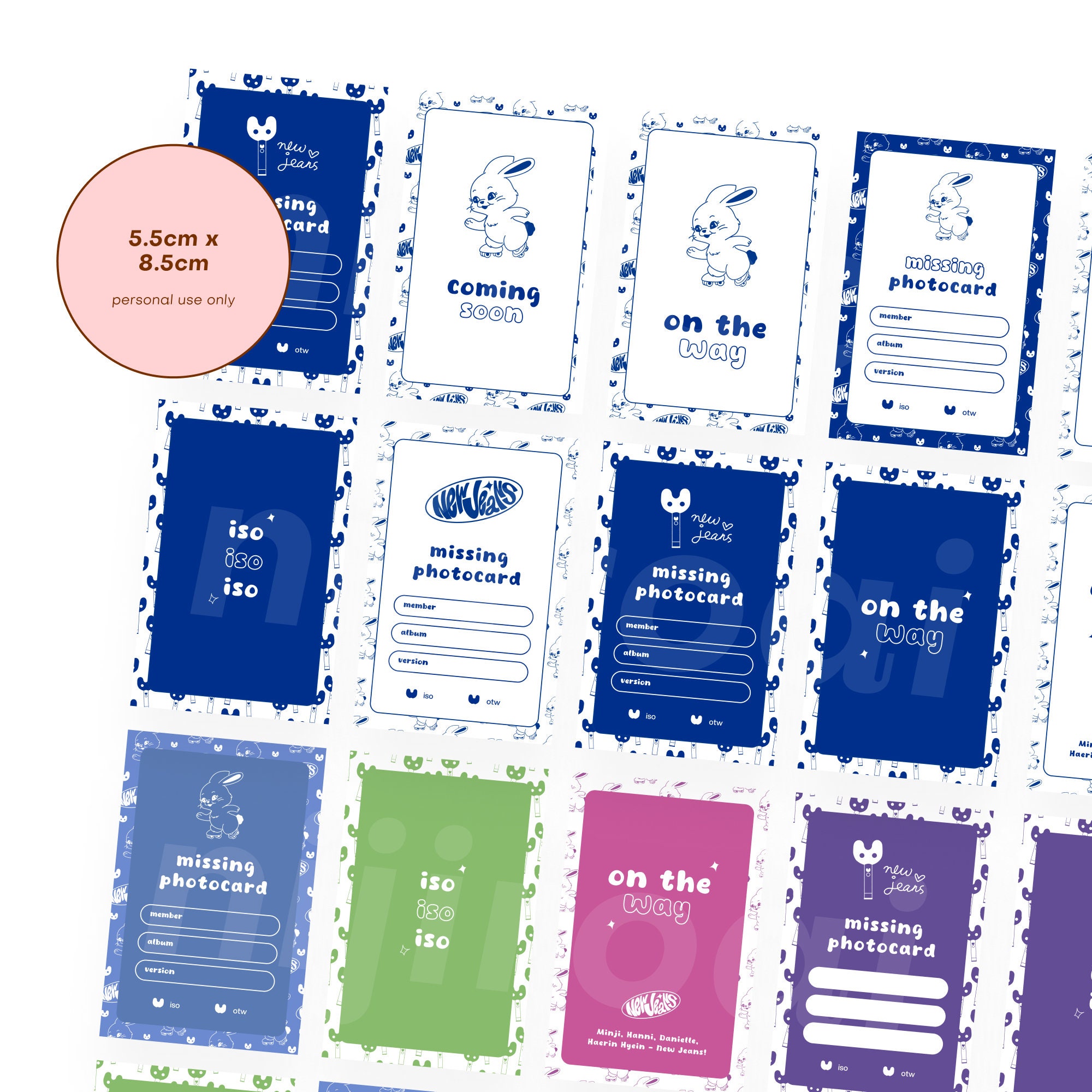 New Jeans Photocard Binder Fillers Placeholders KPOP Design Set 50 ...