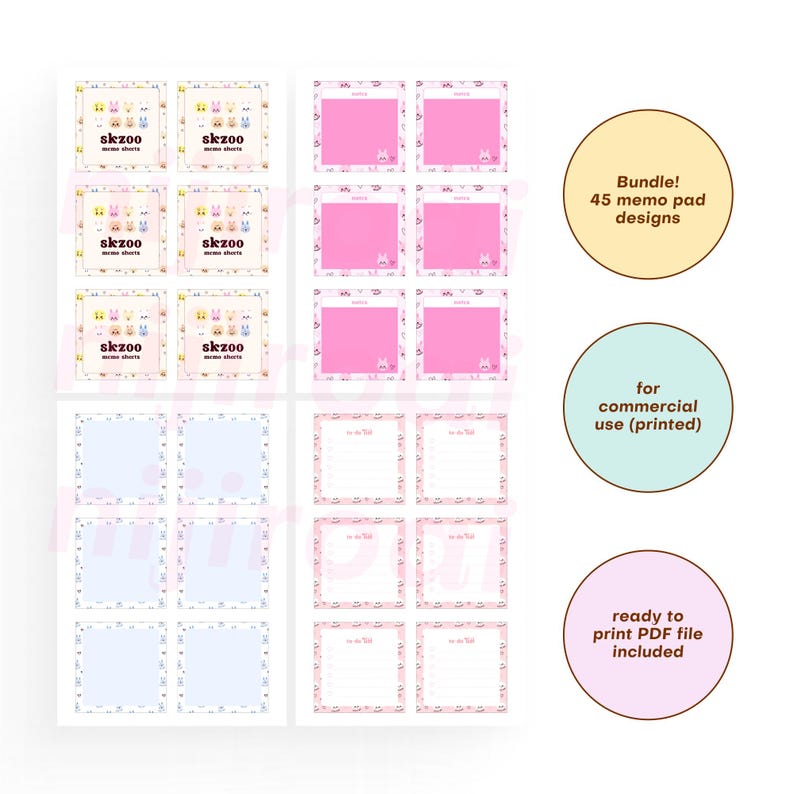 Stray Kids Skzoo Memo Pad To-do List Printable Notepad Design Bundle ...
