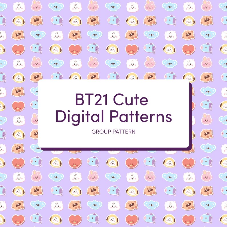 BTS BT21 Kpop Digital Pattern Wallpaper Pack - Etsy