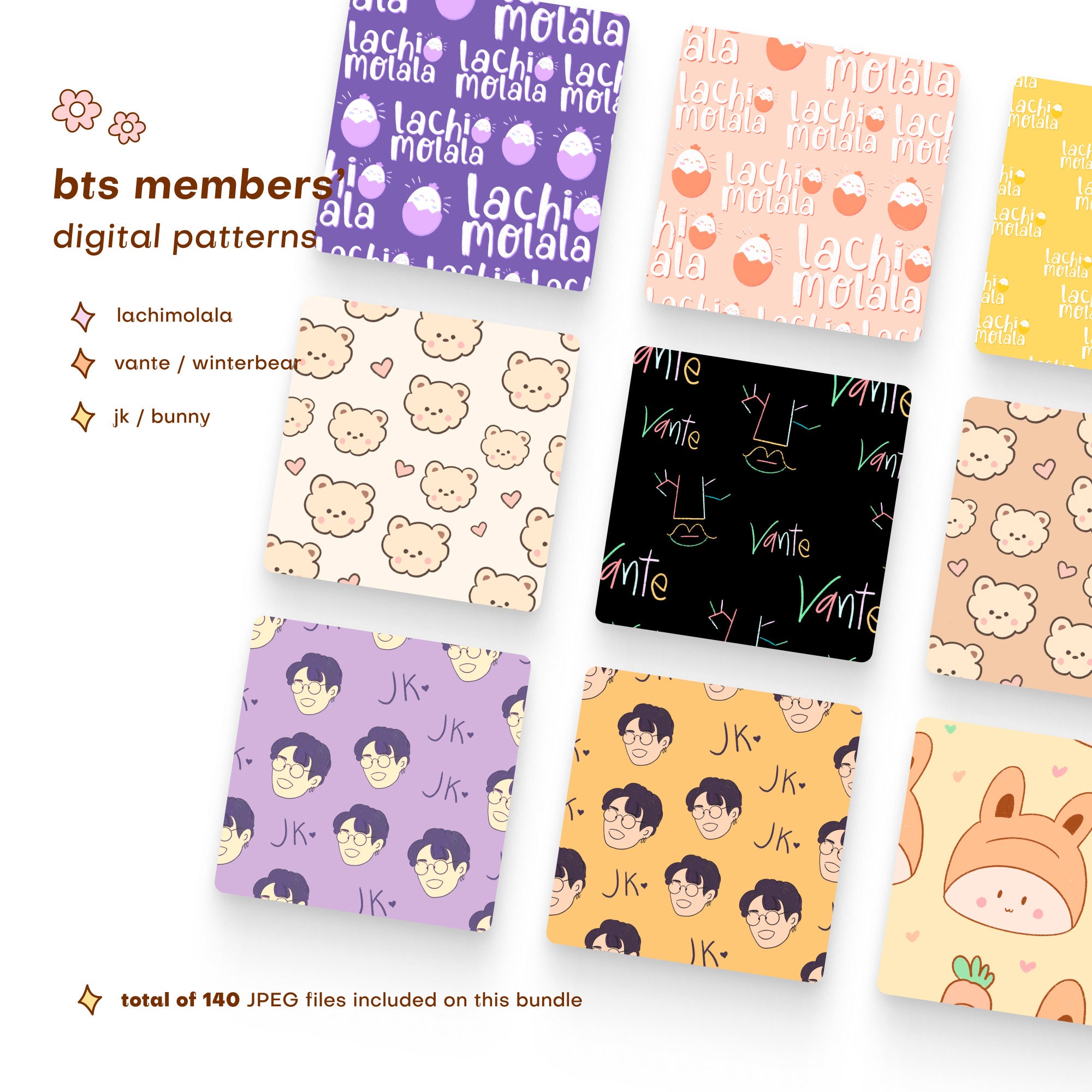 BTS Bundle Kpop Digital Patterns Wallpaper Pack - Etsy
