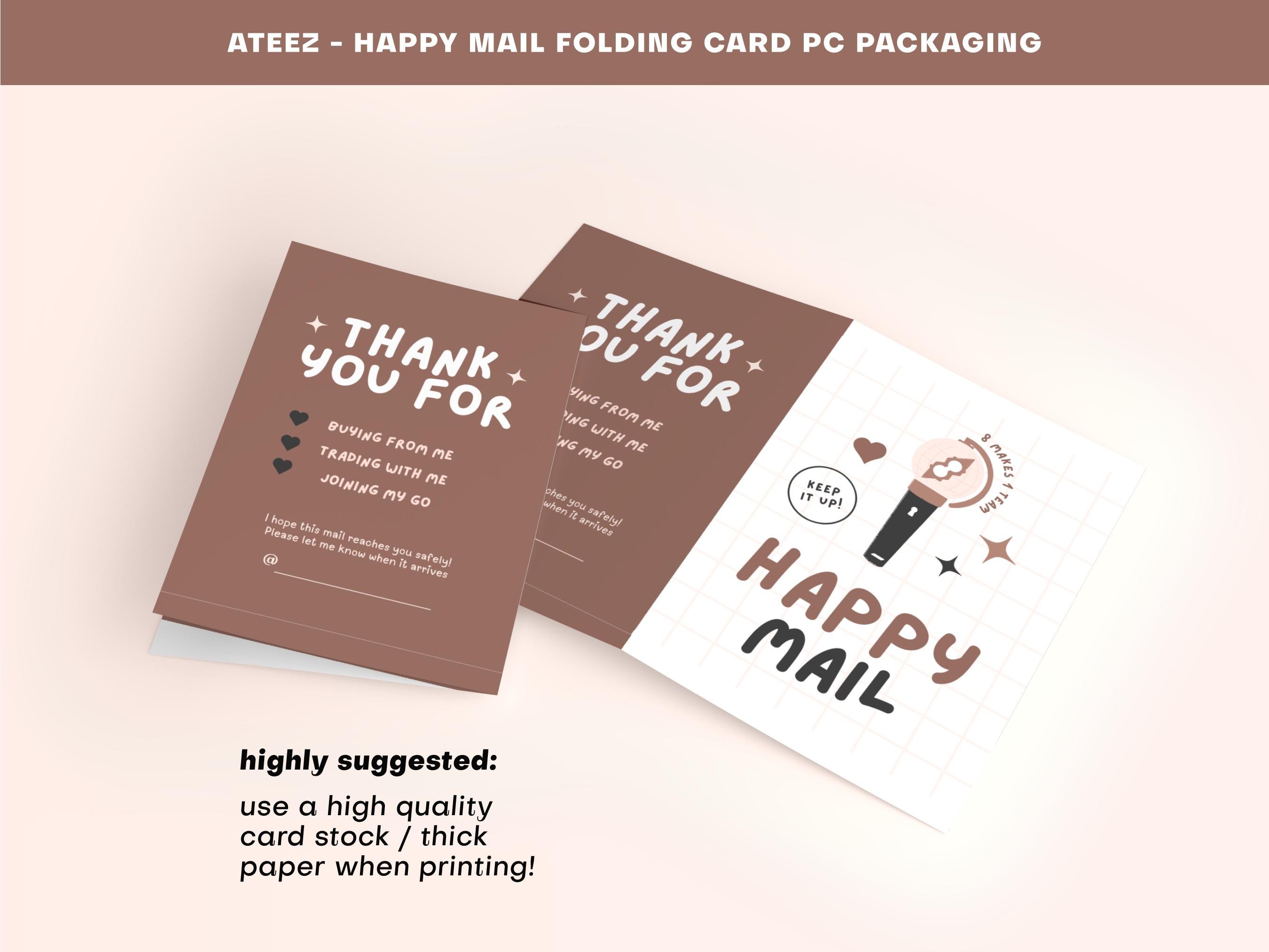 Kpop Ateez Happy Mail Printable Photocard Packaging Envelope Editable ...