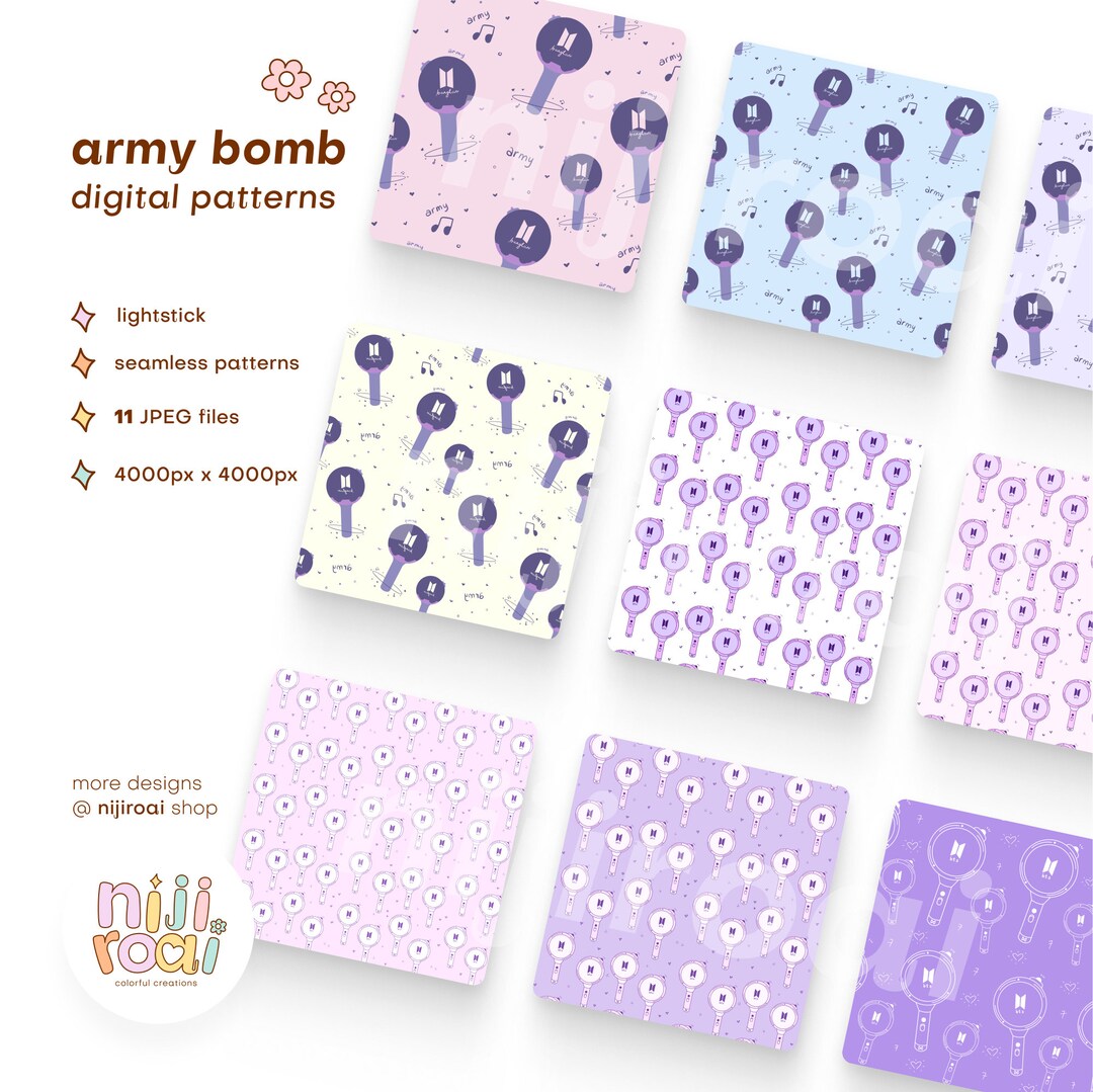 BTS Army Lightstick Kpop Digital Patterns Wallpaper Pack - Etsy