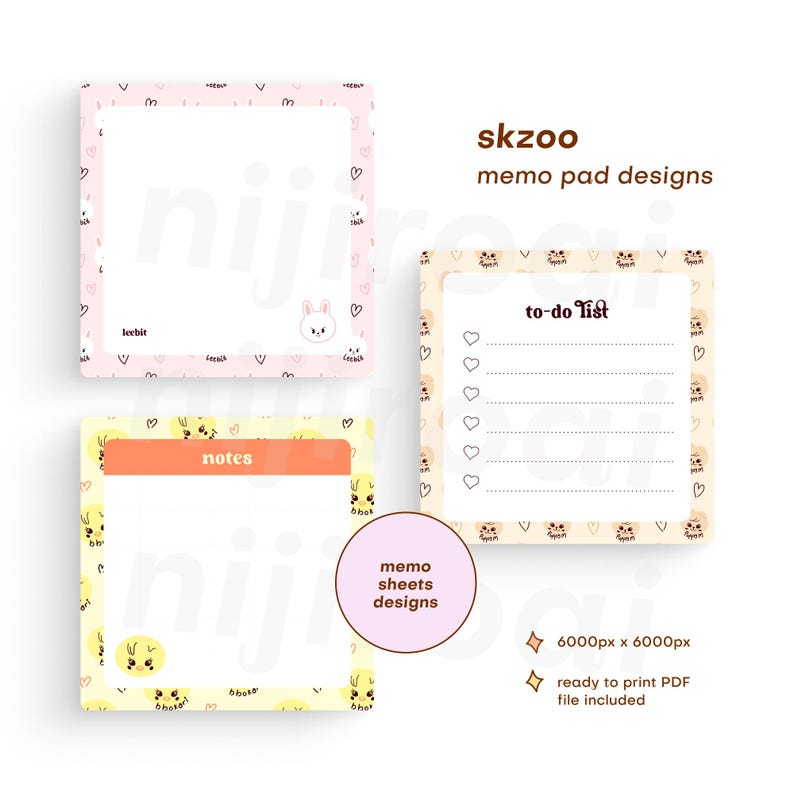 Stray Kids Skzoo Memo Pad To-do List Printable Notepad Design Bundle ...