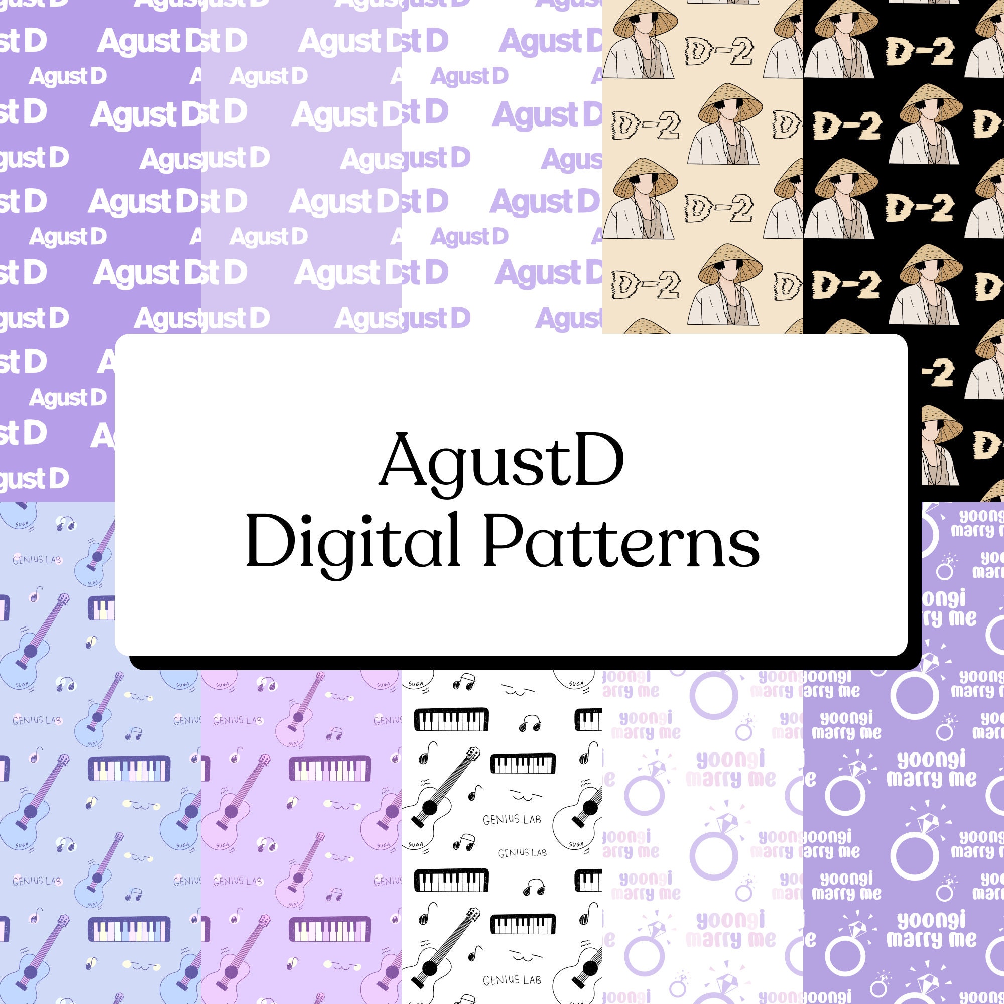 BTS Suga Yoongi Agustd Kpop Digital Pattern Wallpaper Pack - Etsy