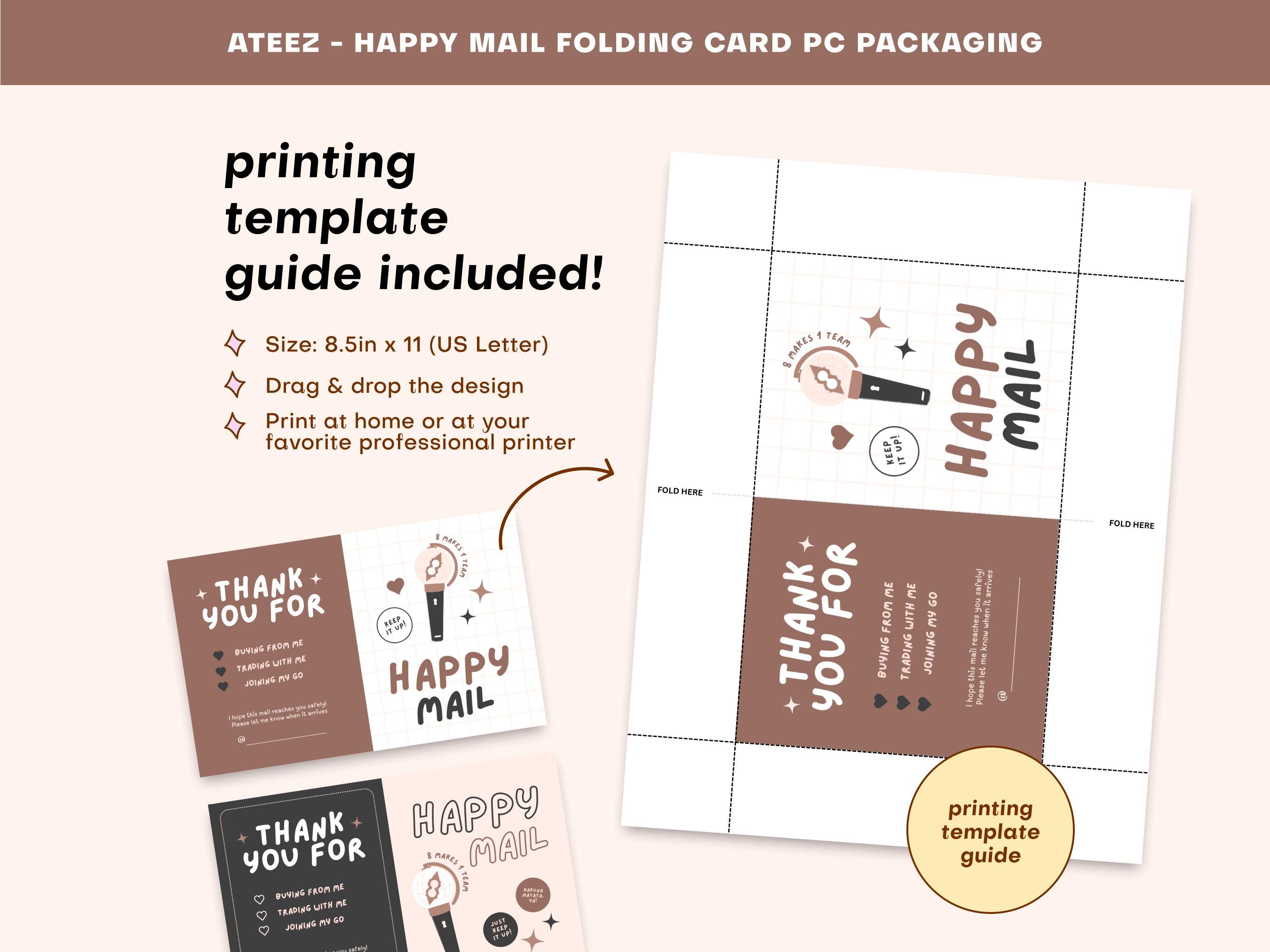 Kpop Ateez Happy Mail Printable Photocard Packaging Envelope Editable ...