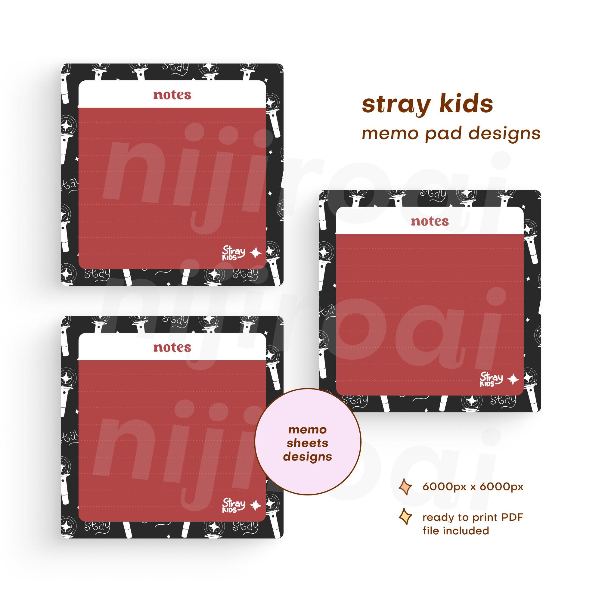 Stray Kids SKZ Memo Pad Printable Digital Notepad Design KPOP ...