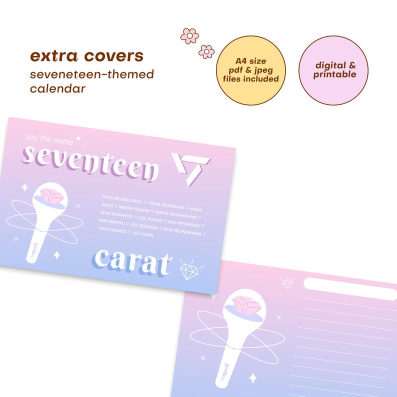 Seventeen Calendar 2025 2026 Digital Kpop Carat Journal Printable ...