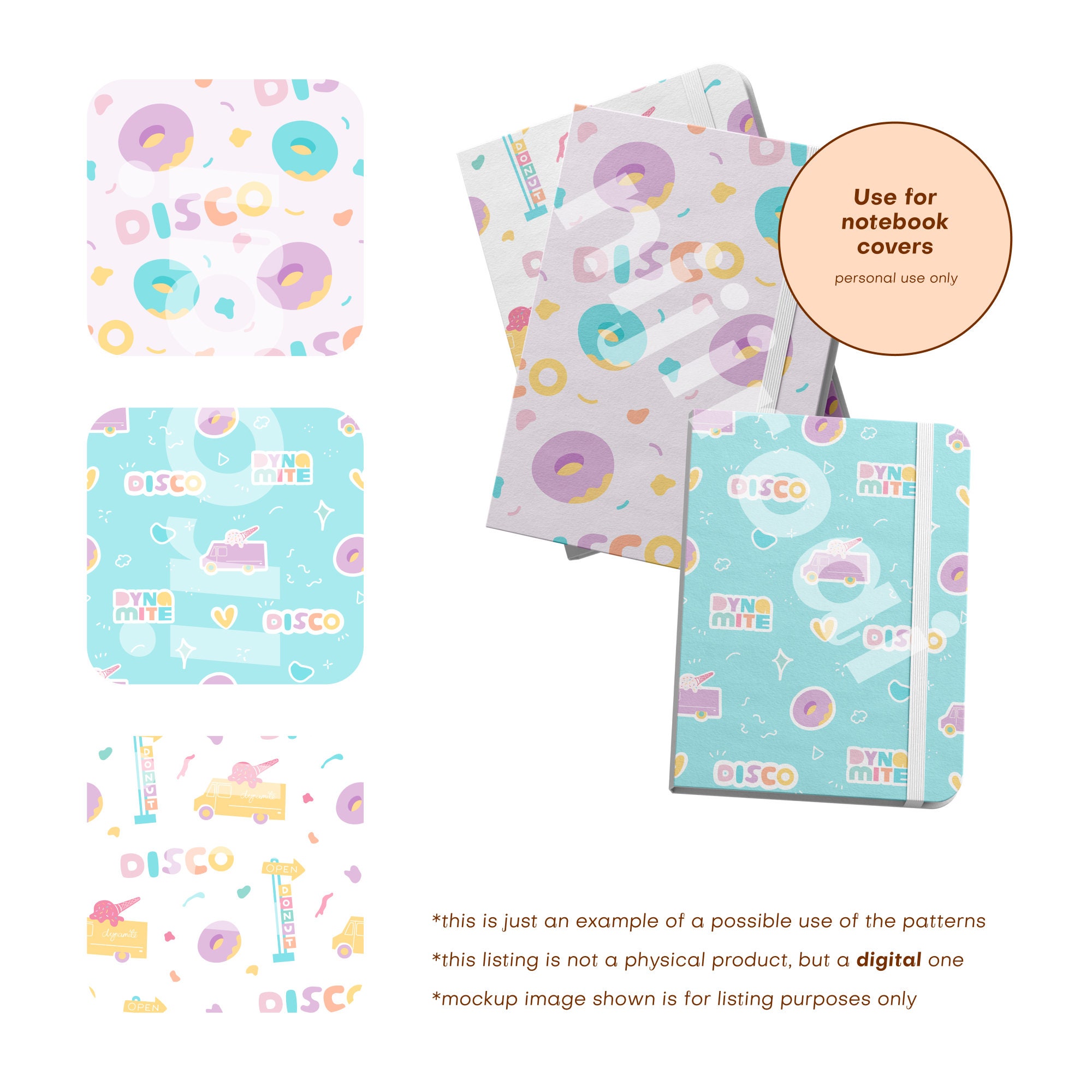 BTS Dynamite Pastel Donut Ice Cream Theme Kpop Digital Pattern ...