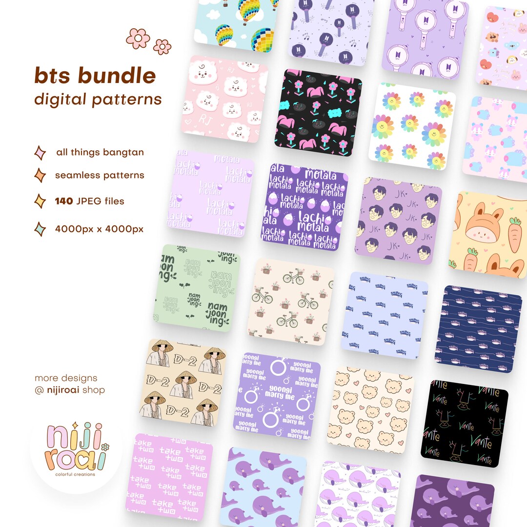BTS Bundle Kpop Digital Patterns, Wallpaper Pack - Etsy