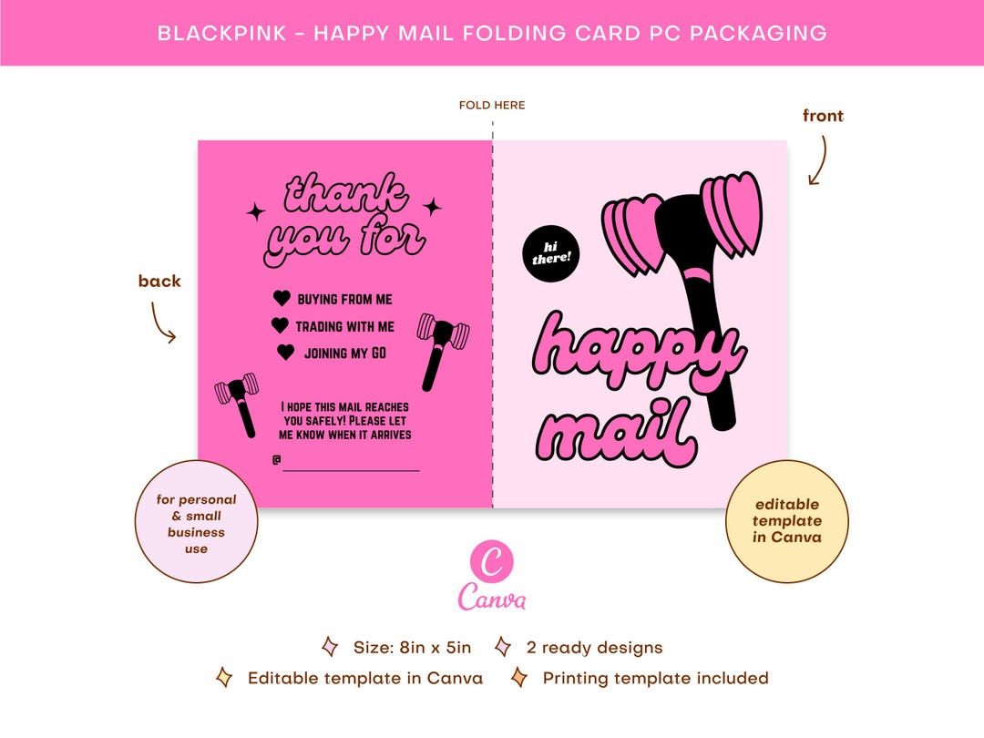 Blackpink Kpop Happy Mail Printable Photocard Packaging Envelope ...