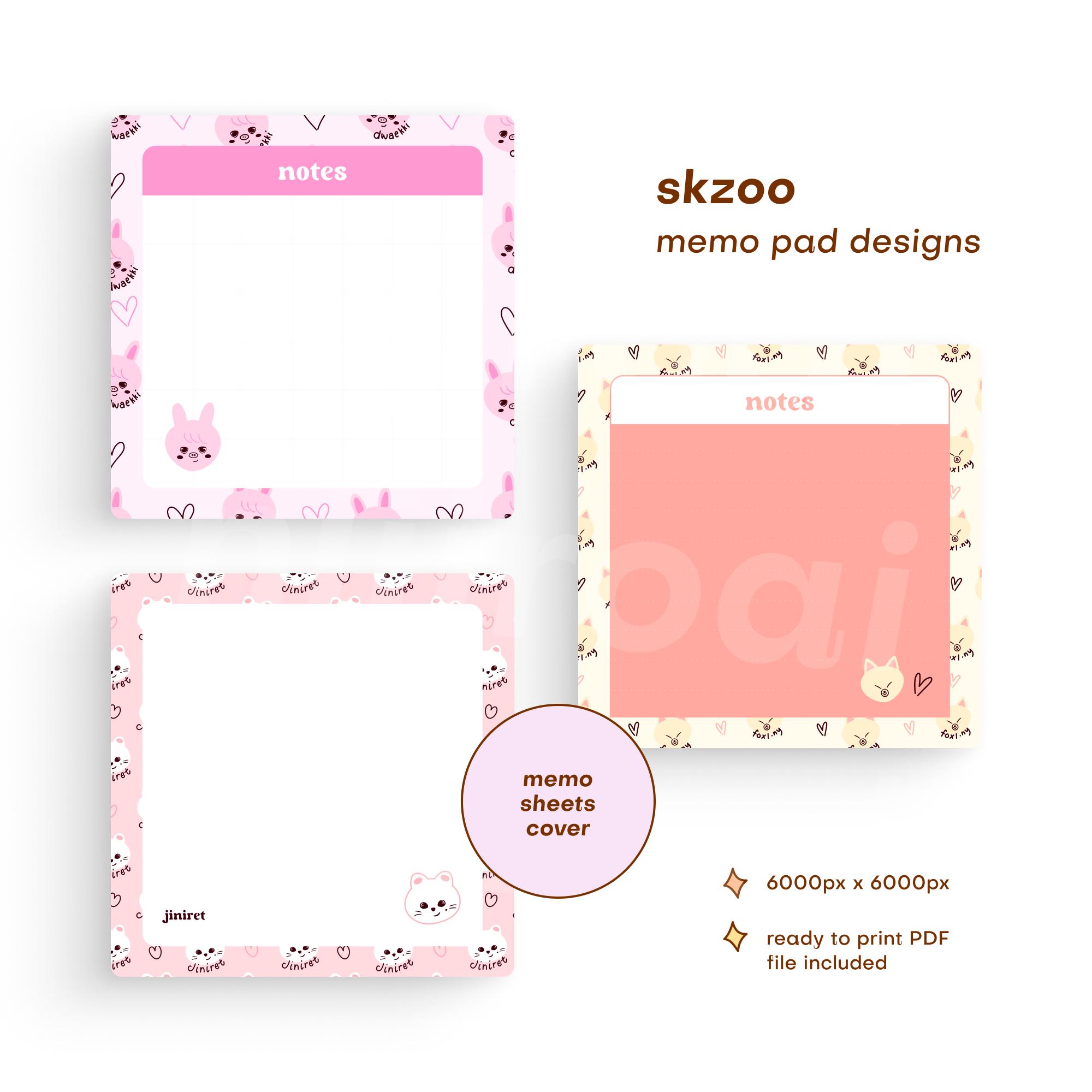 Stray Kids Skzoo Memo Pad To-do List Printable Notepad Design Bundle ...