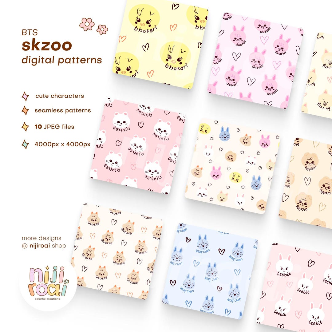 Stray Kids Skzoo Digital Pattern Wallpaper Design Phone Design Gift for ...