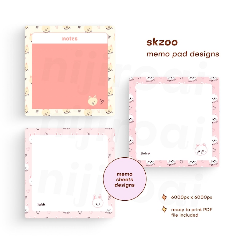Stray Kids Skzoo Memo Pad To-do List Printable Notepad Design Bundle ...
