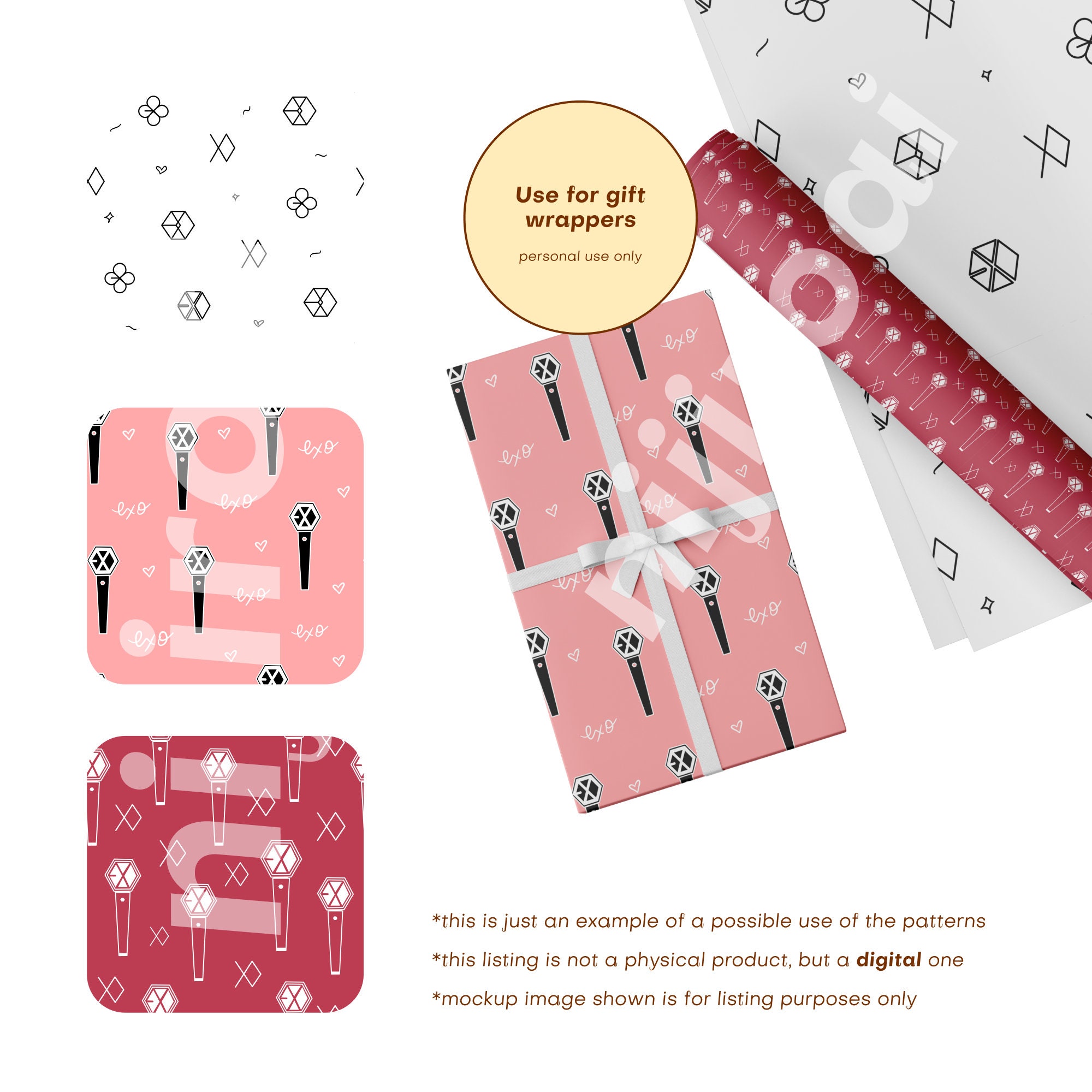EXO Kpop Digital Pattern, Wallpaper Pack for Merch - Etsy