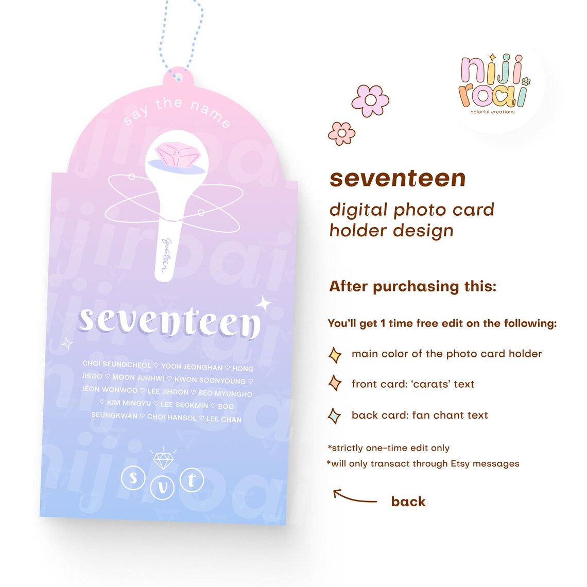 Kpop Seventeen Photo Card Holder Design, Digital File Ready to Print - Etsy