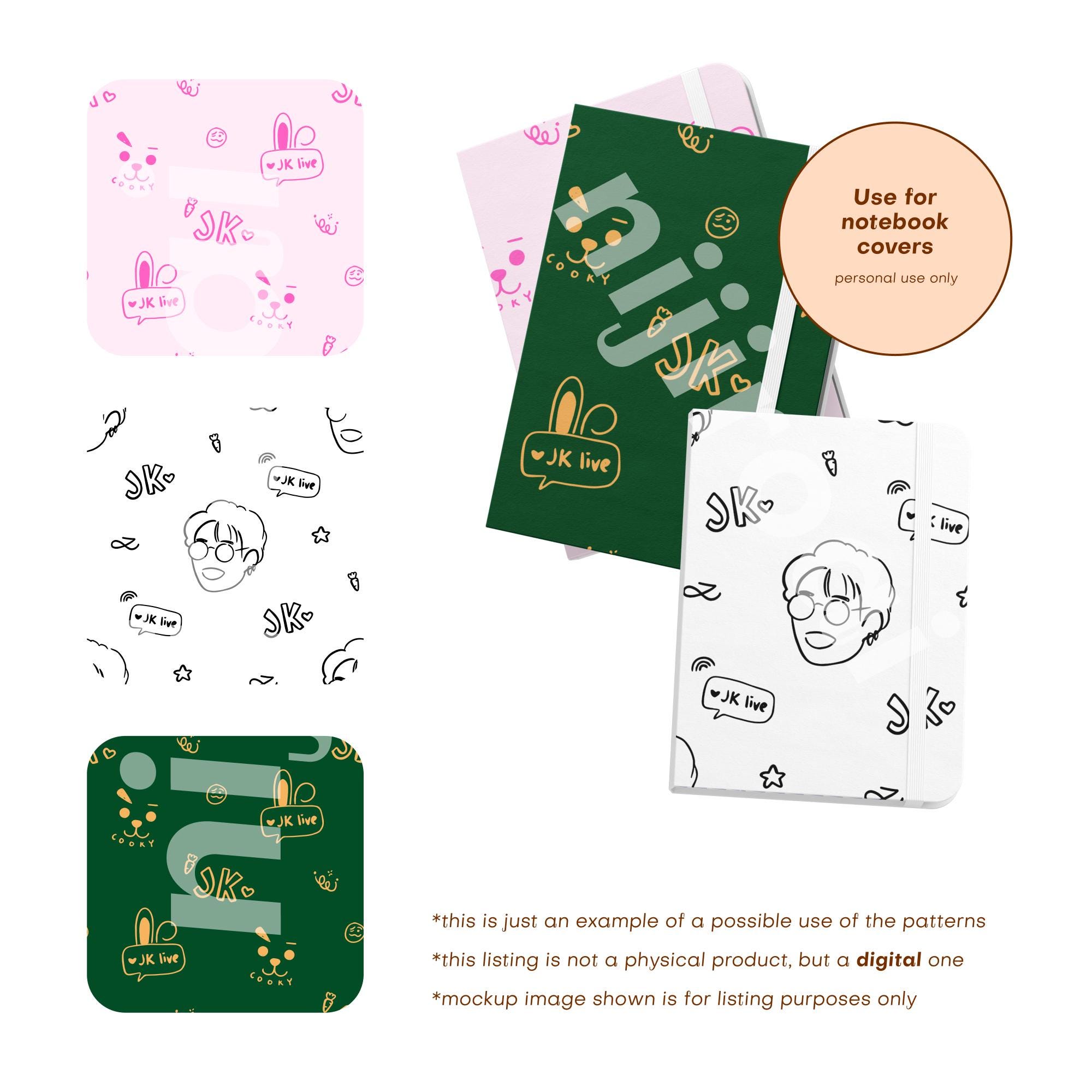 BTS Jungkook Kpop Digital Pattern Wallpaper Pack Digital Paper ...