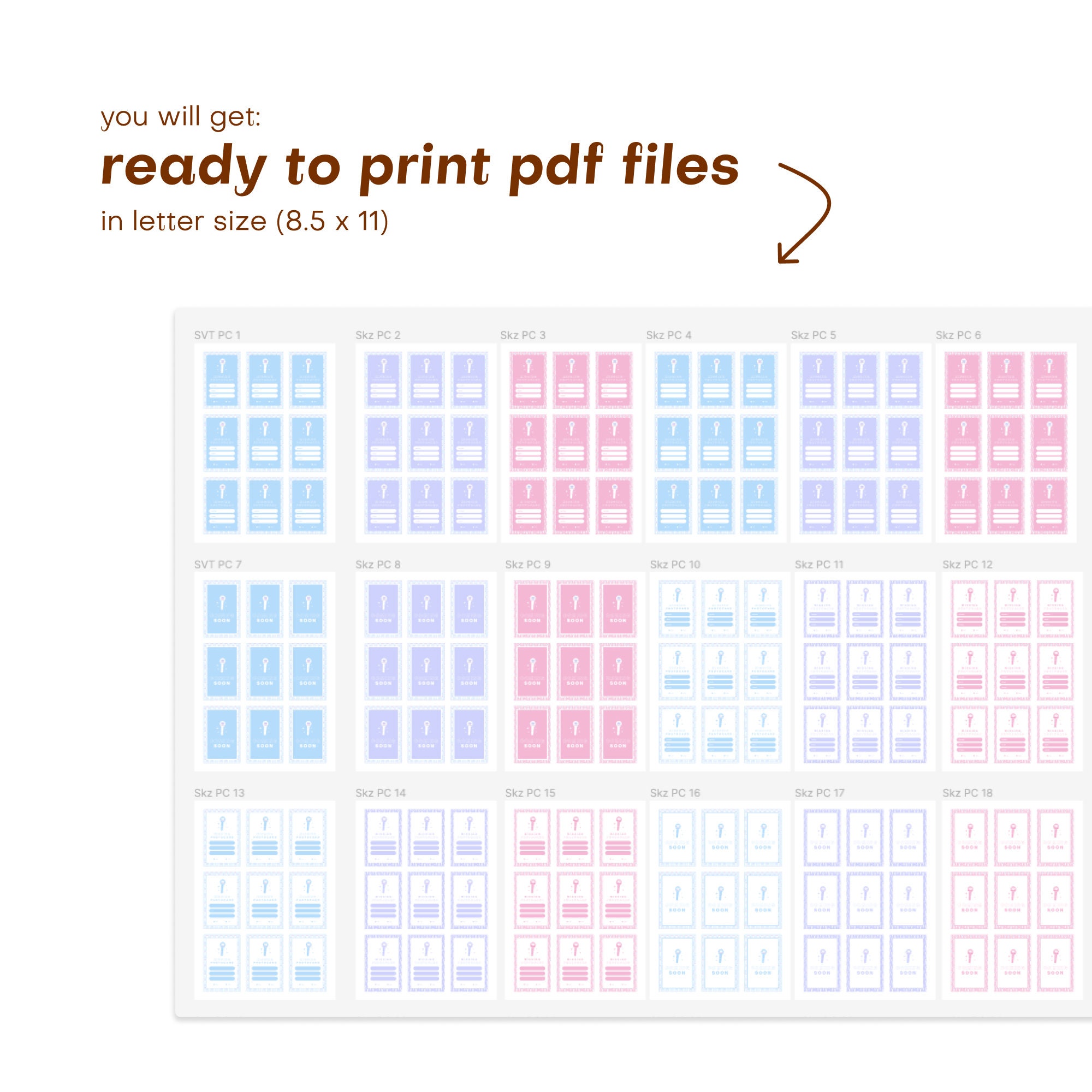 Seventeen Photocard Binder Fillers Placeholders Set, 30 Variations of ...