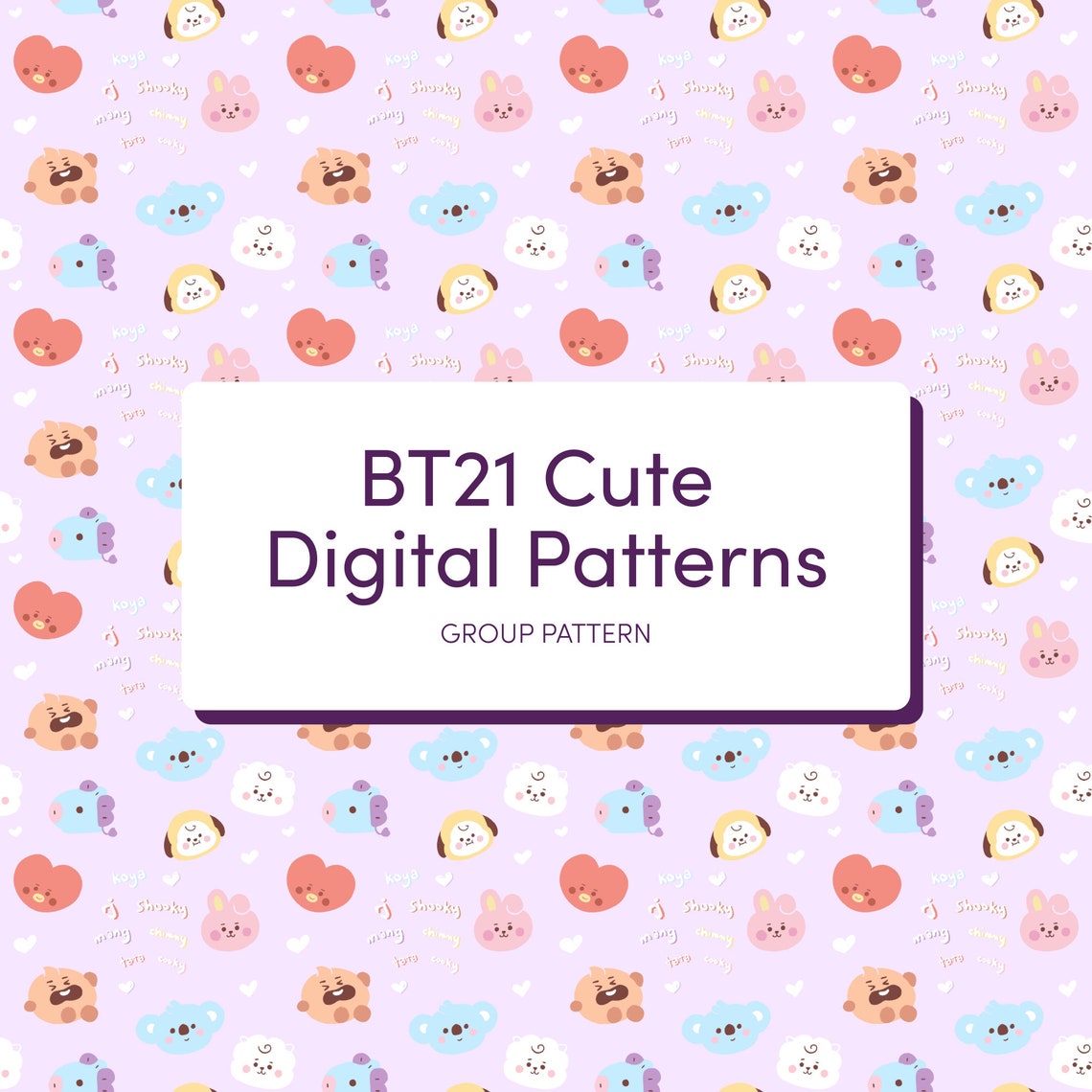 BTS BT21 Kpop Digital Pattern Wallpaper Pack - Etsy