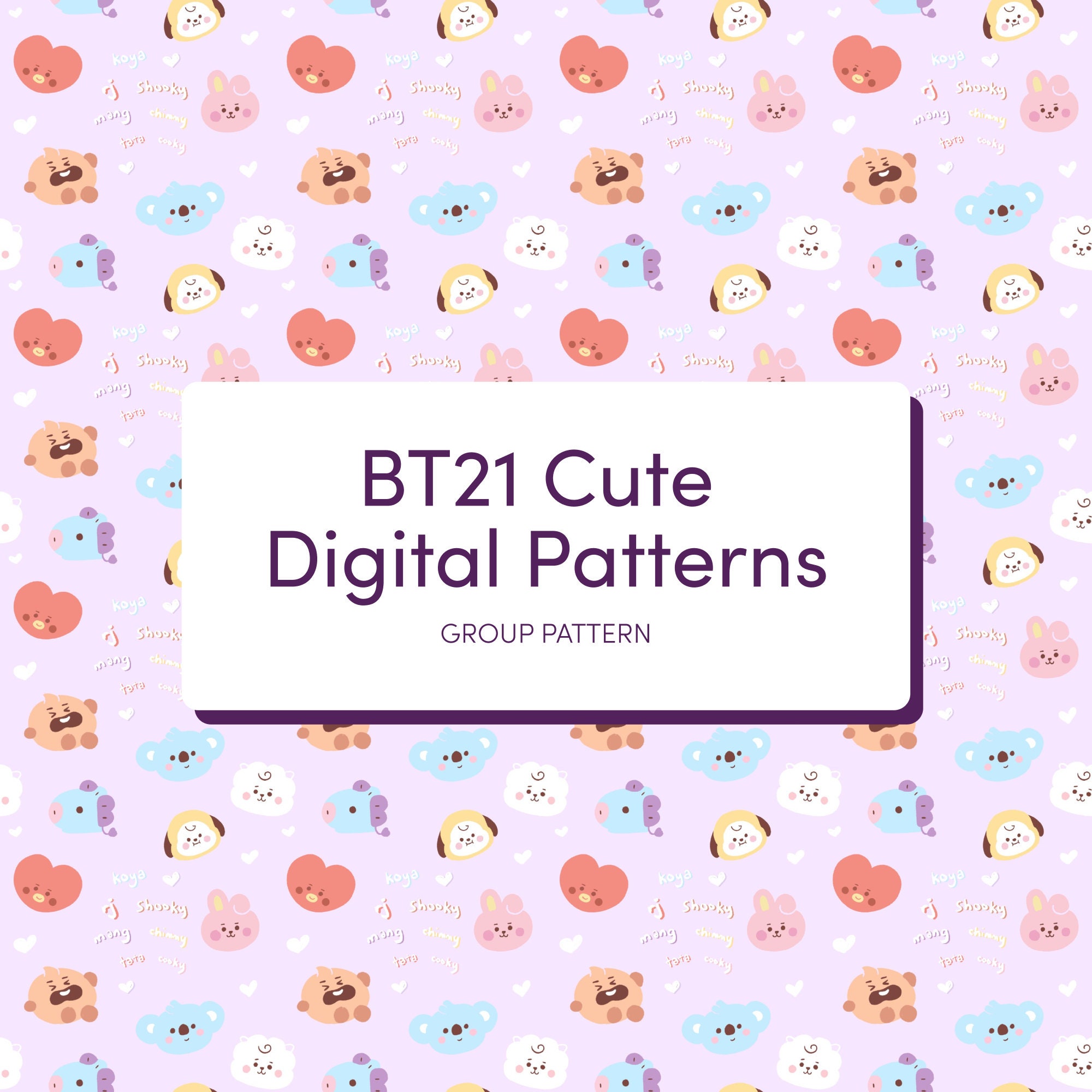 BTS BT21 Kpop Digital Pattern Wallpaper Pack - Etsy