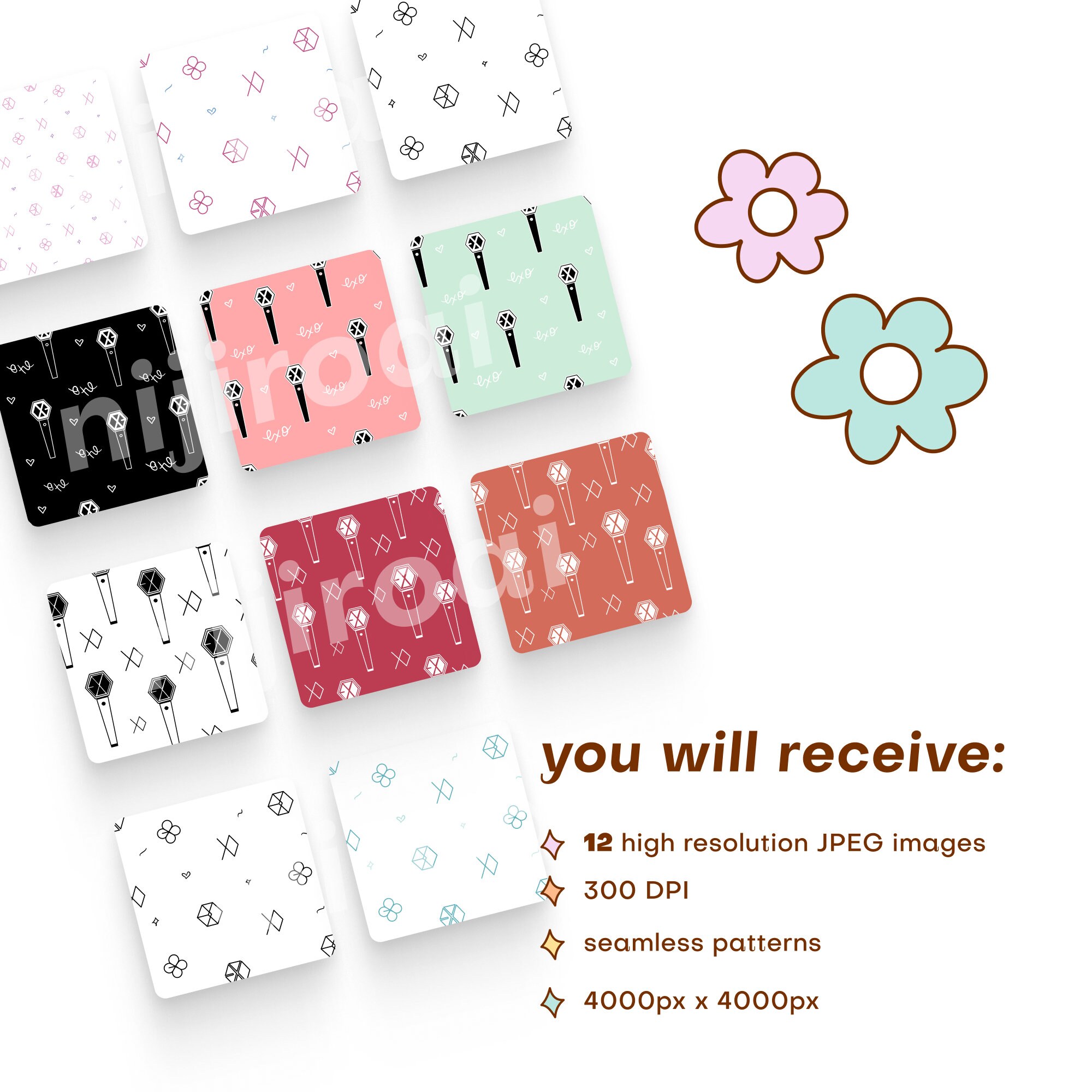 EXO Kpop Digital Pattern, Wallpaper Pack for Merch - Etsy