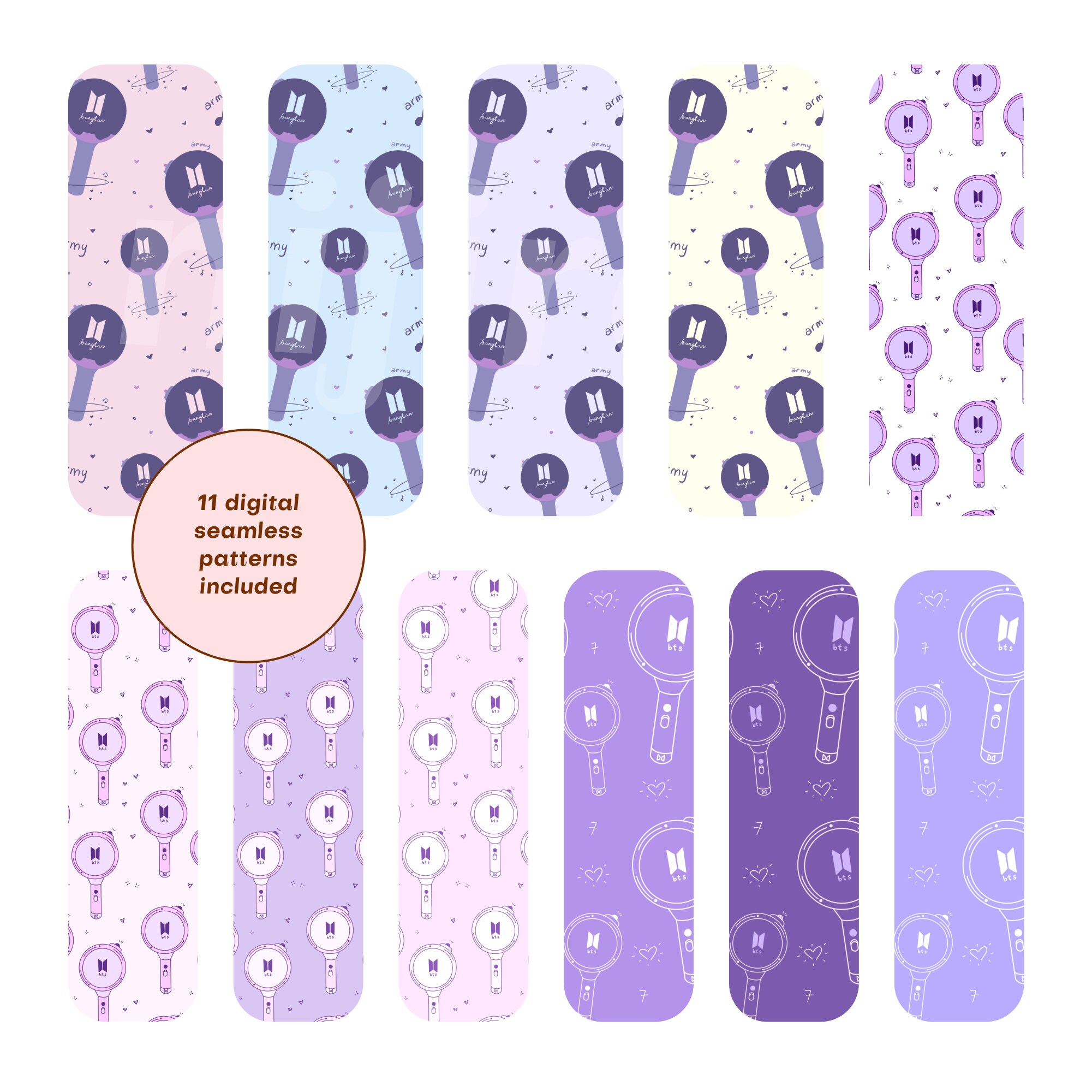 BTS Army Lightstick Kpop Digital Patterns Wallpaper Pack - Etsy