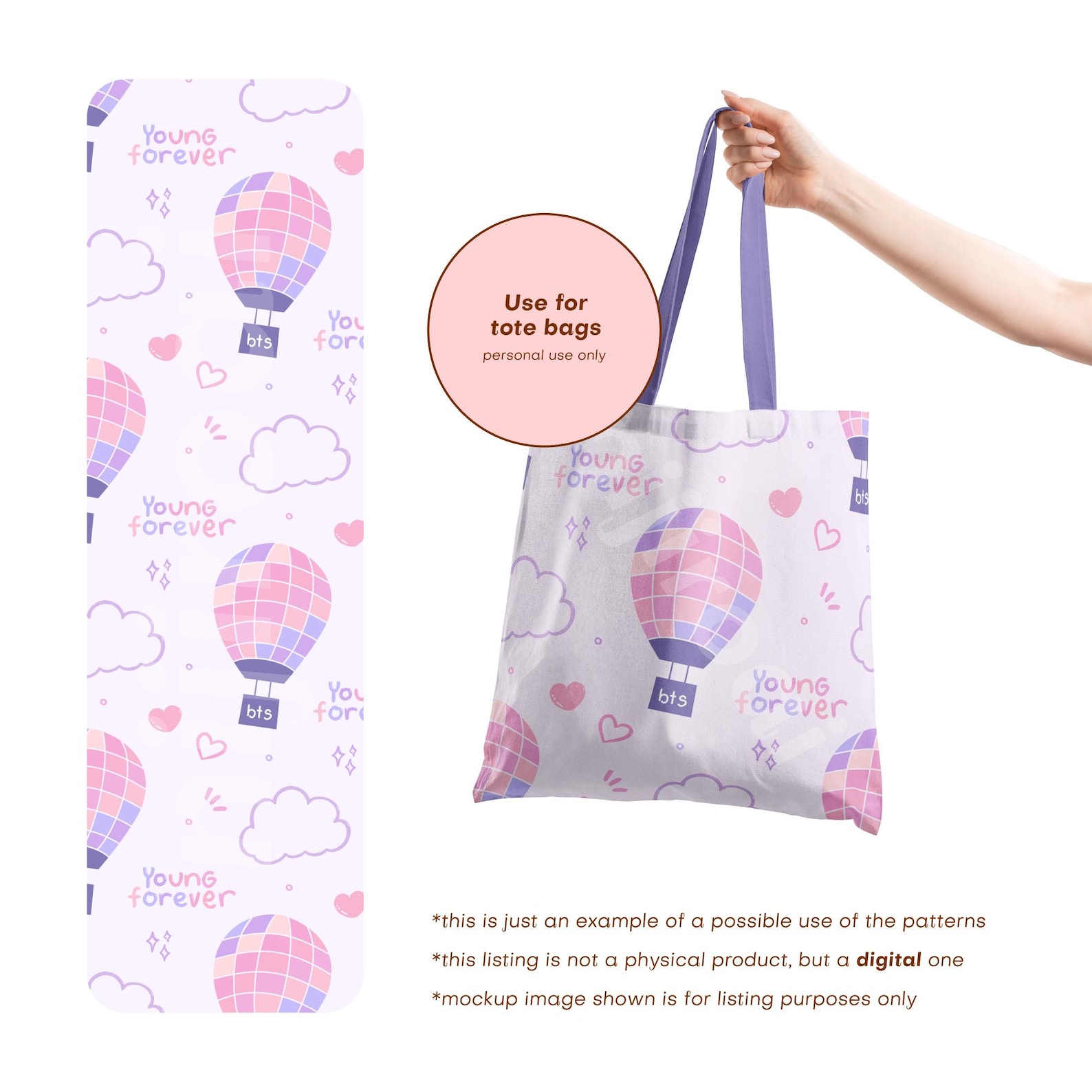 BTS Balloon Young Forever Digital Pattern Wallpaper Pack Digital Paper ...