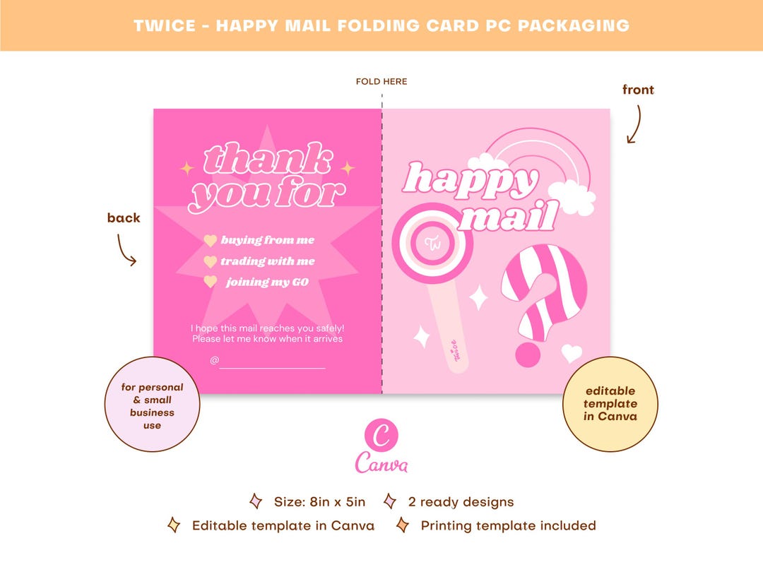 Twice Kpop Happy Mail Printable Photocard Packaging Envelope Template ...