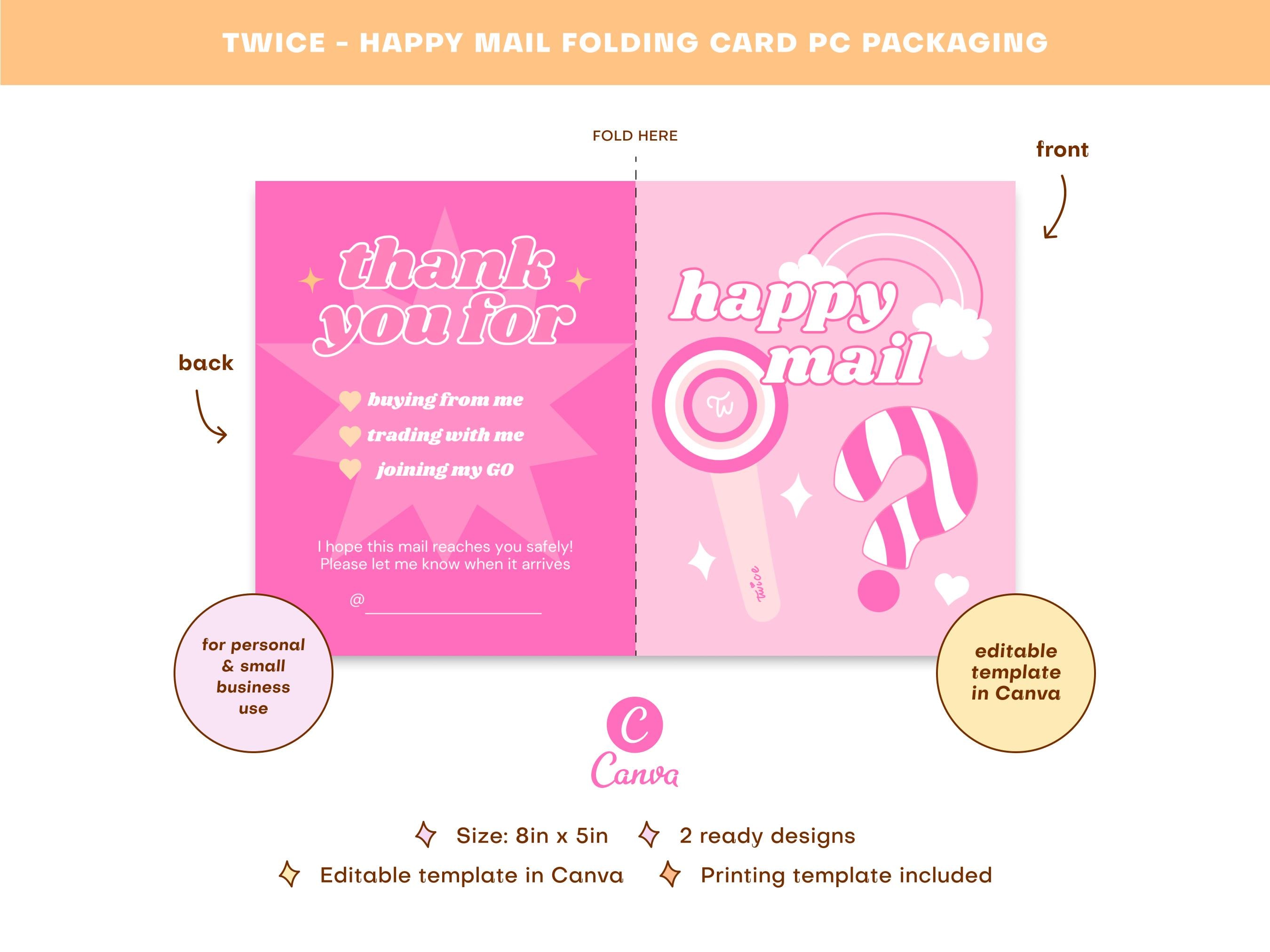 Twice Kpop Happy Mail Printable Photocard Packaging Envelope Template ...